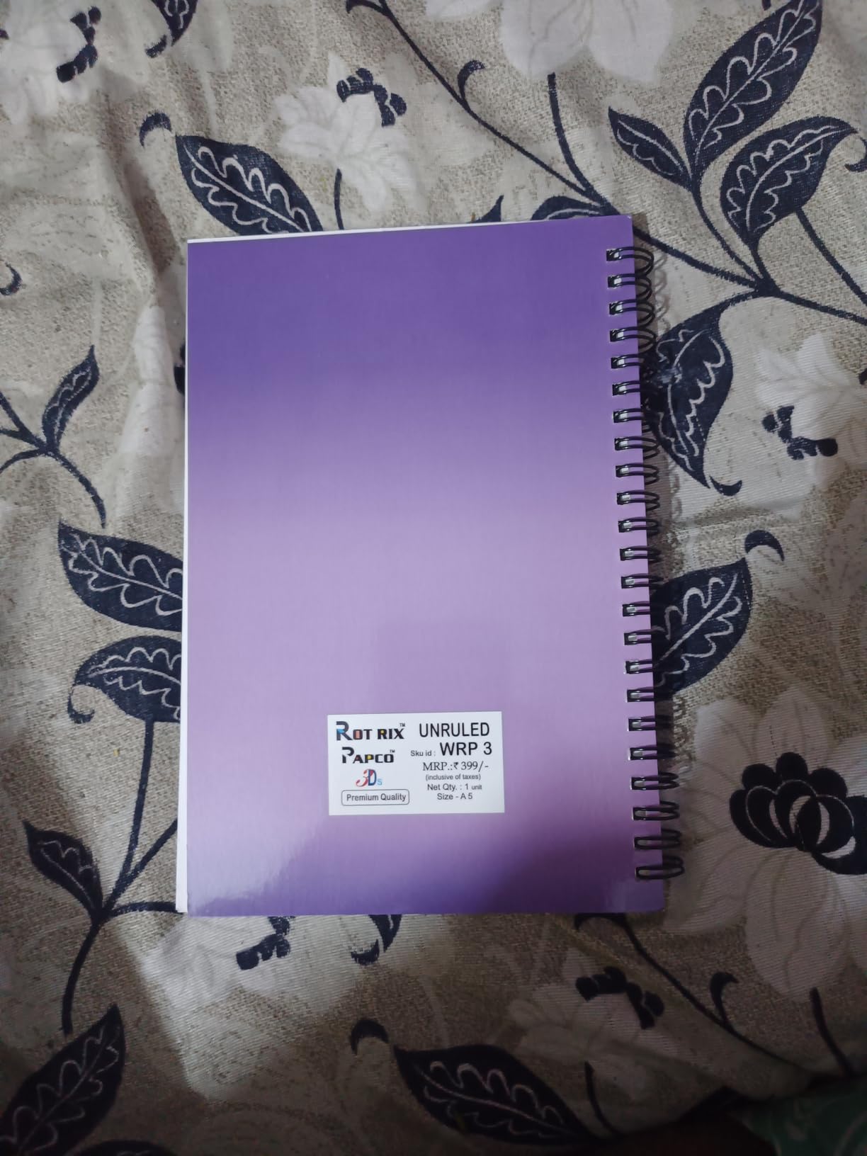 Papco wirebound notebook : 100 gsm paper,unruled,A5,144 pages journal ...