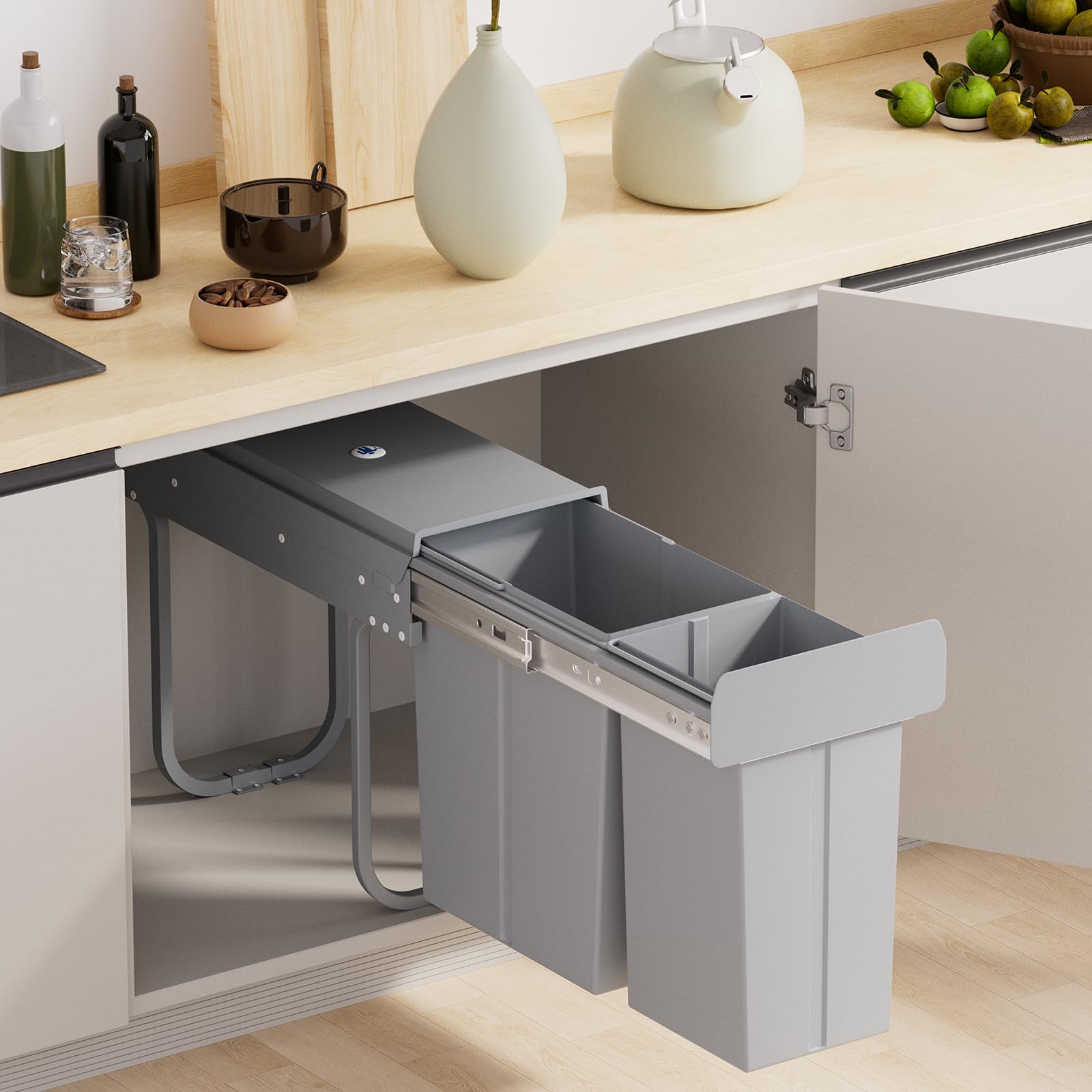 Kitchen Cabinet Sliding Trash Center 67.7" Tall Kitchen Trash Can