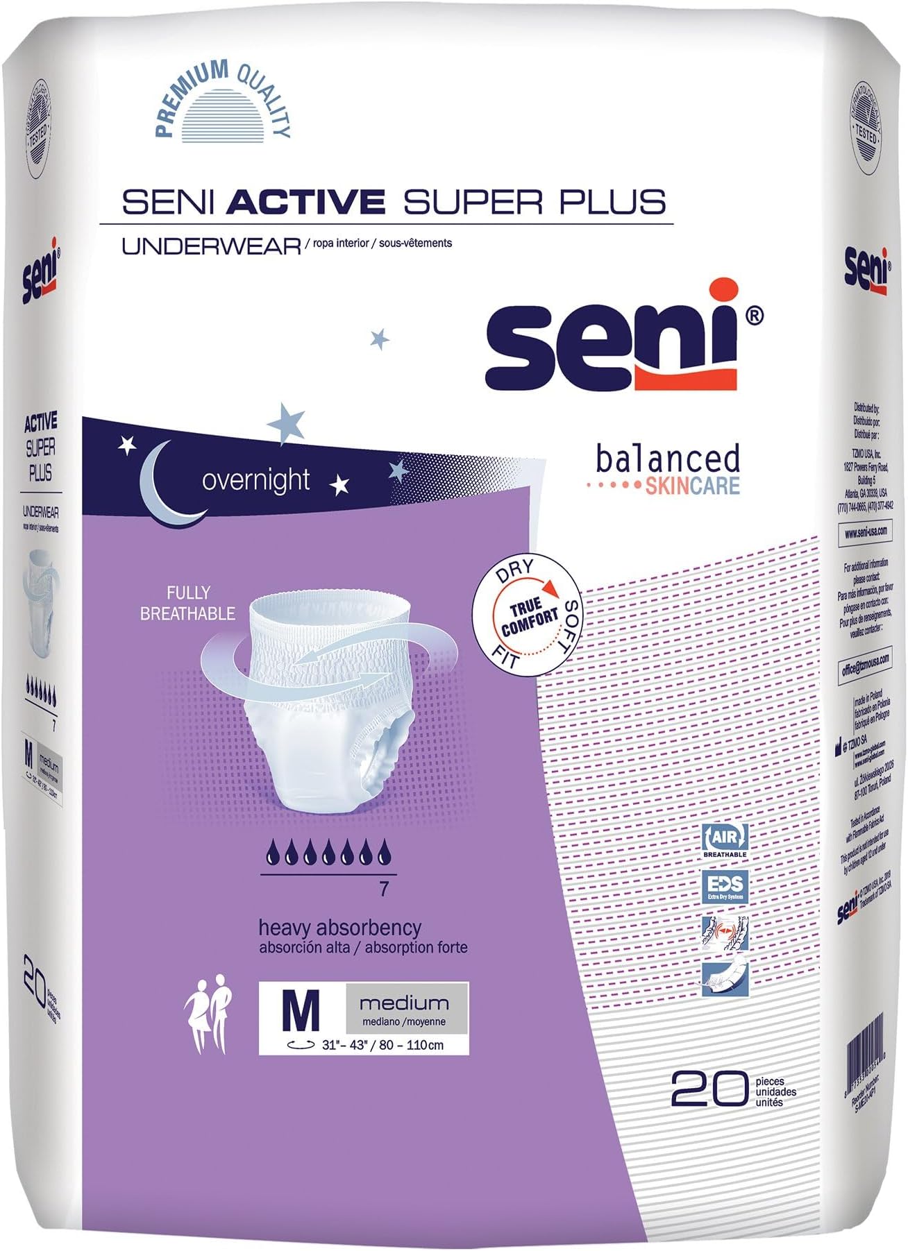 Amazon.com: Seni Active Super Plus, Underwear for Heavy Incontinence ...