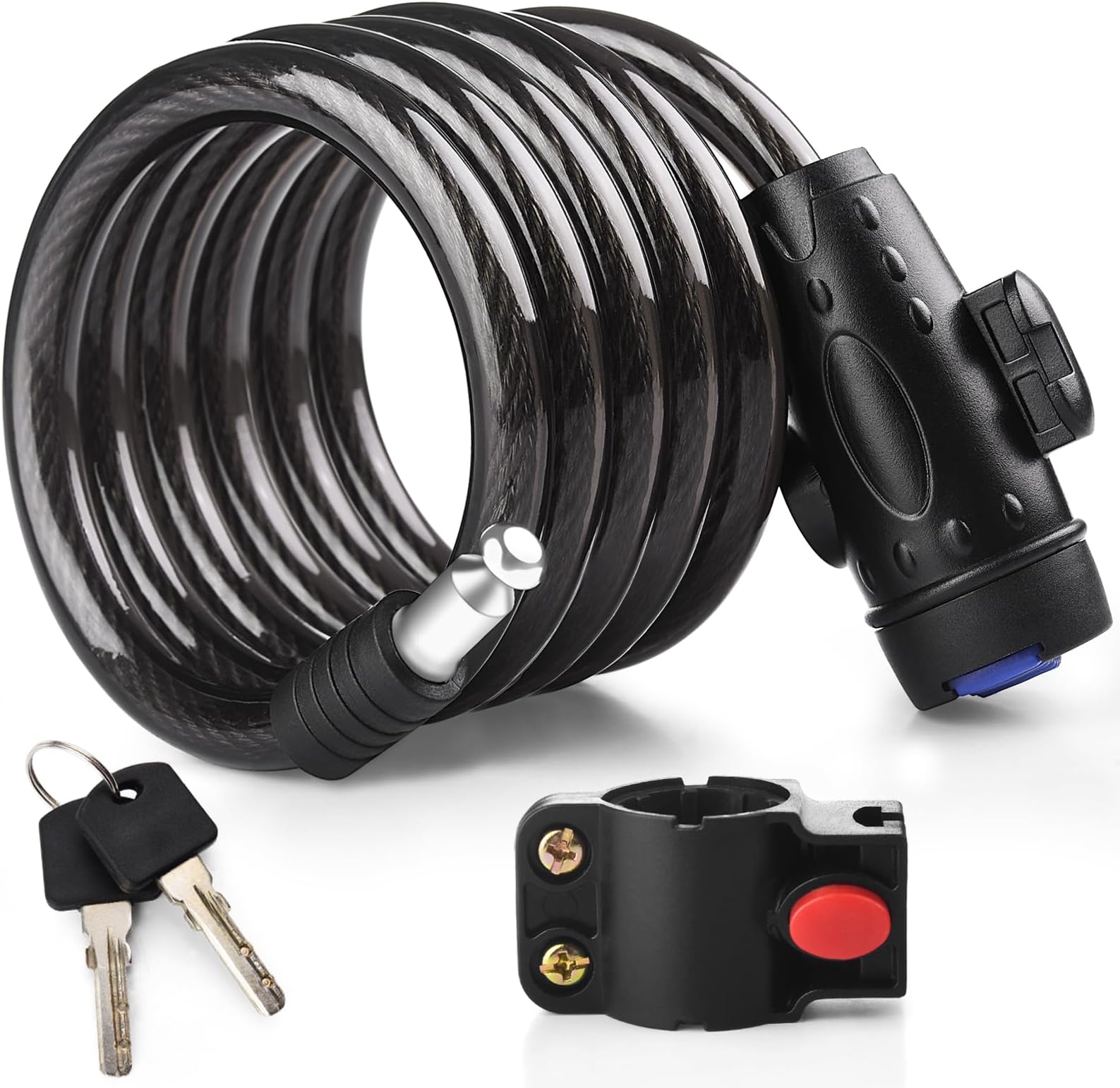 MASTER LOCK Bike Lock Cable, 2 Keys, 1.8 m Coiling Cable, Outdoor ...