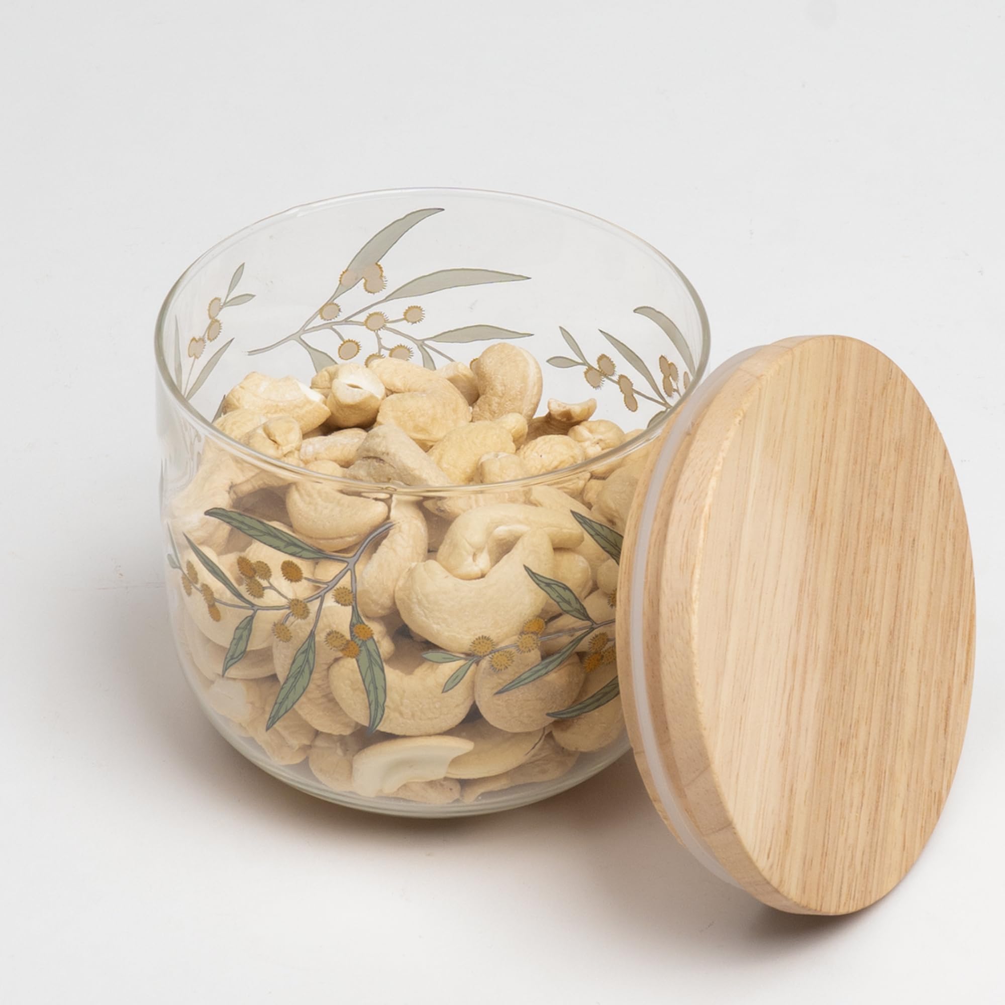 Anko 300Ml Borosilicate Floral Glass Jar For Kitchen Storage Set Of 1 ...