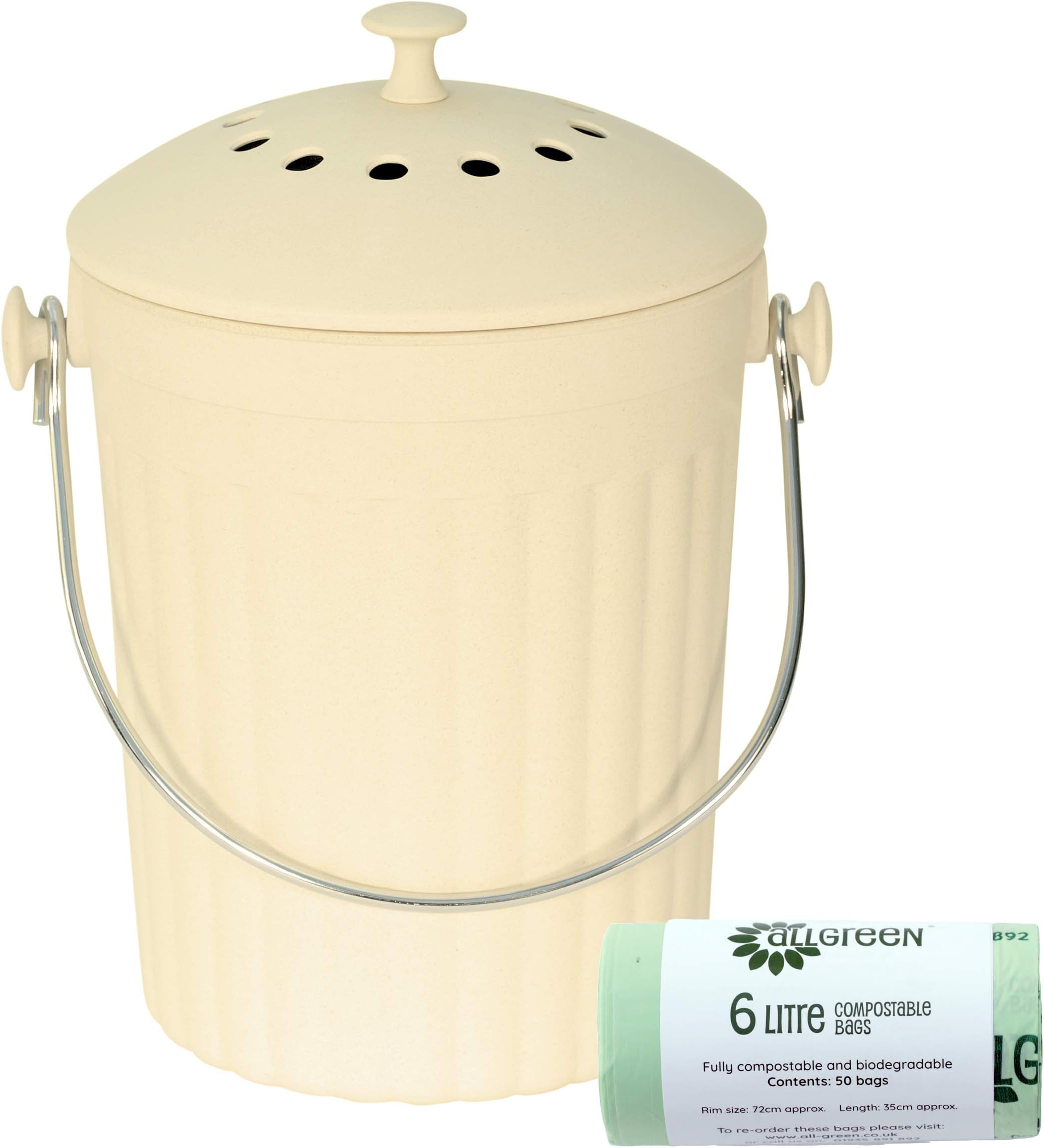 Eddingtons Light Grey Eco Bamboo Fibre Compost Caddy - Composting Bin ...
