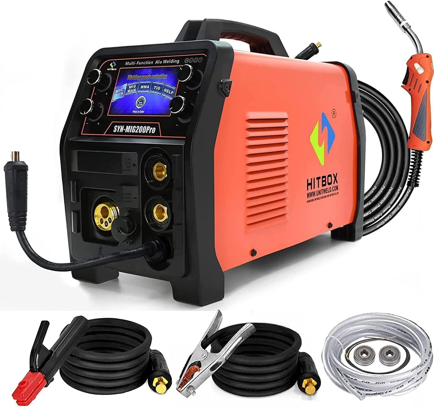 HITBOX 5 In 1 Aluminum Mig Welder 200Amp 240V Smart Control Gas