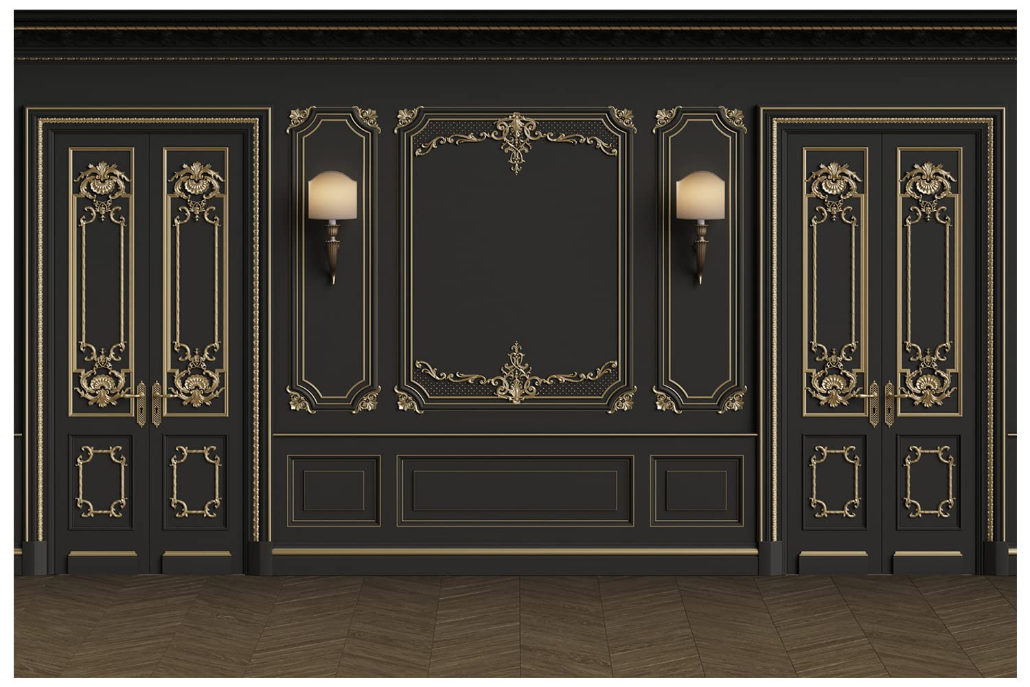Amazon.com : SADFA 10x8ft Classical Interior Wall Backdrop Retro Black ...