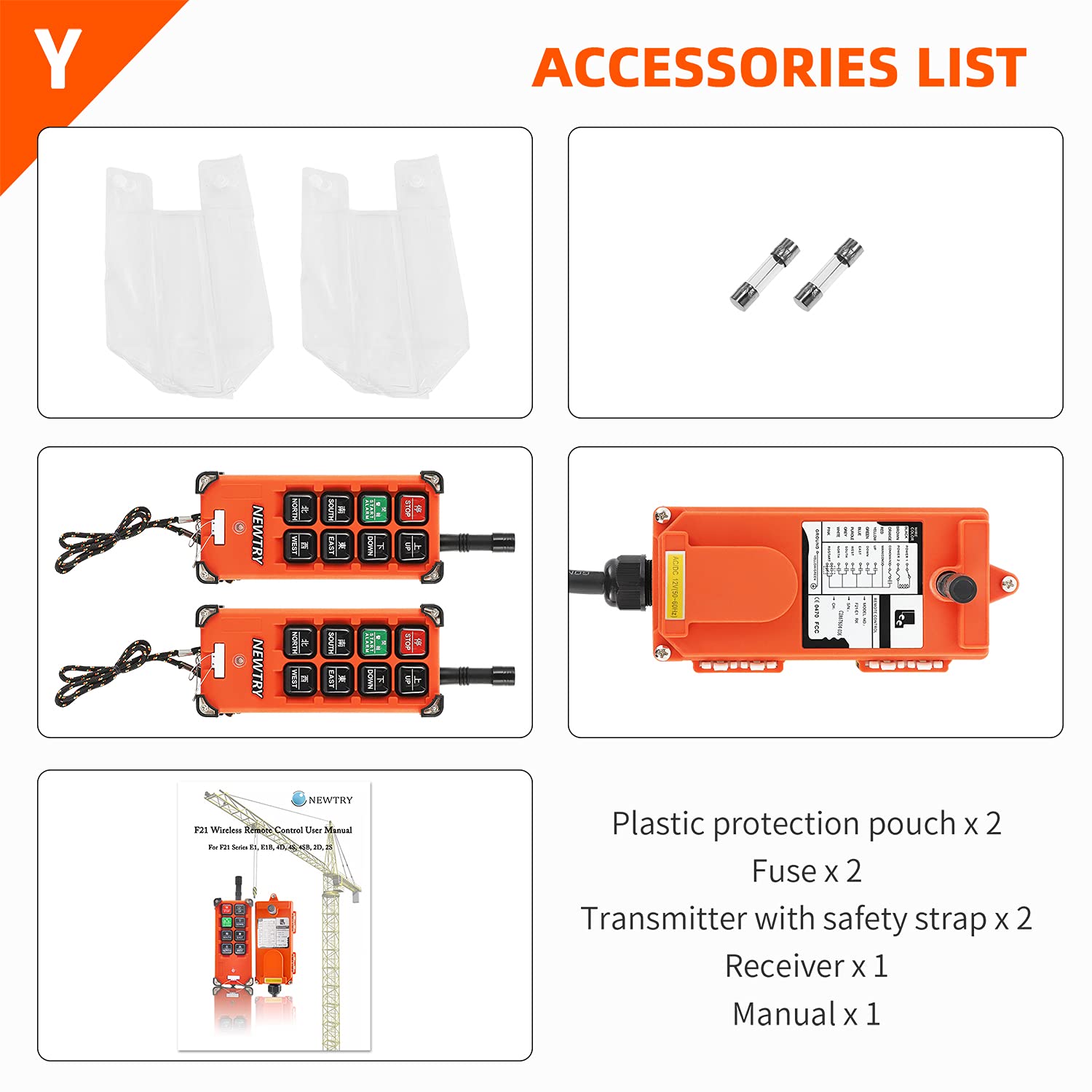 NEWTRY Wireless Crane Remote Control 8 Buttons 12V 2 Transmitters ...
