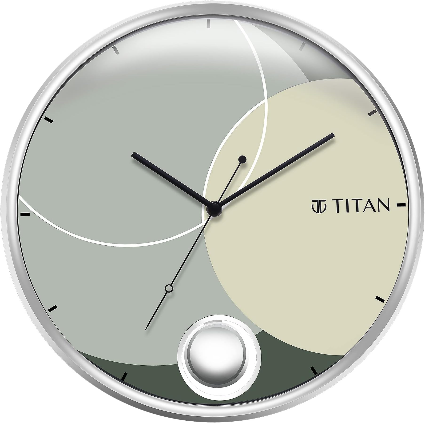 Titan Contemporary Round Pendulum Clock with a Metallic Finish and ...
