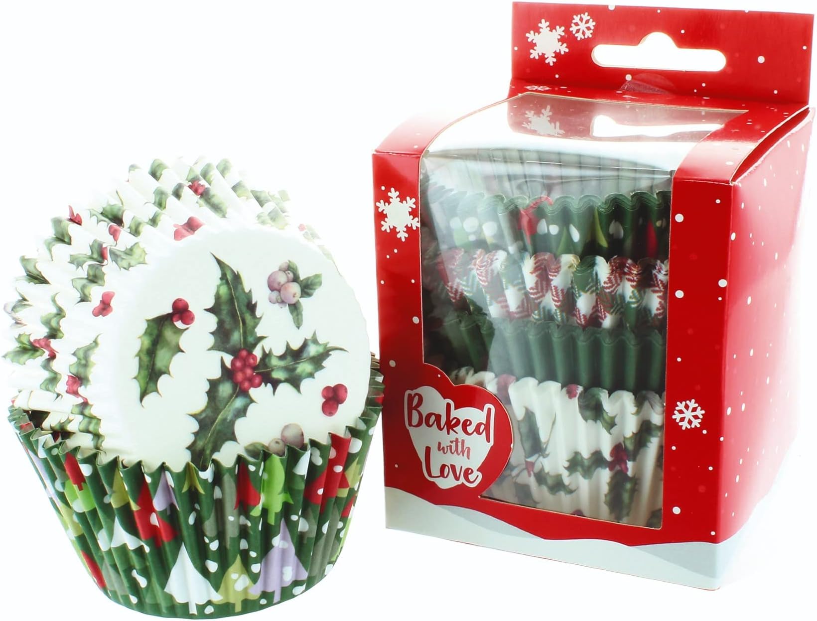 Bake Choice 400 Pcs Christmas Cupcake Cases with 12 Pcs Cupcake Toppers ...