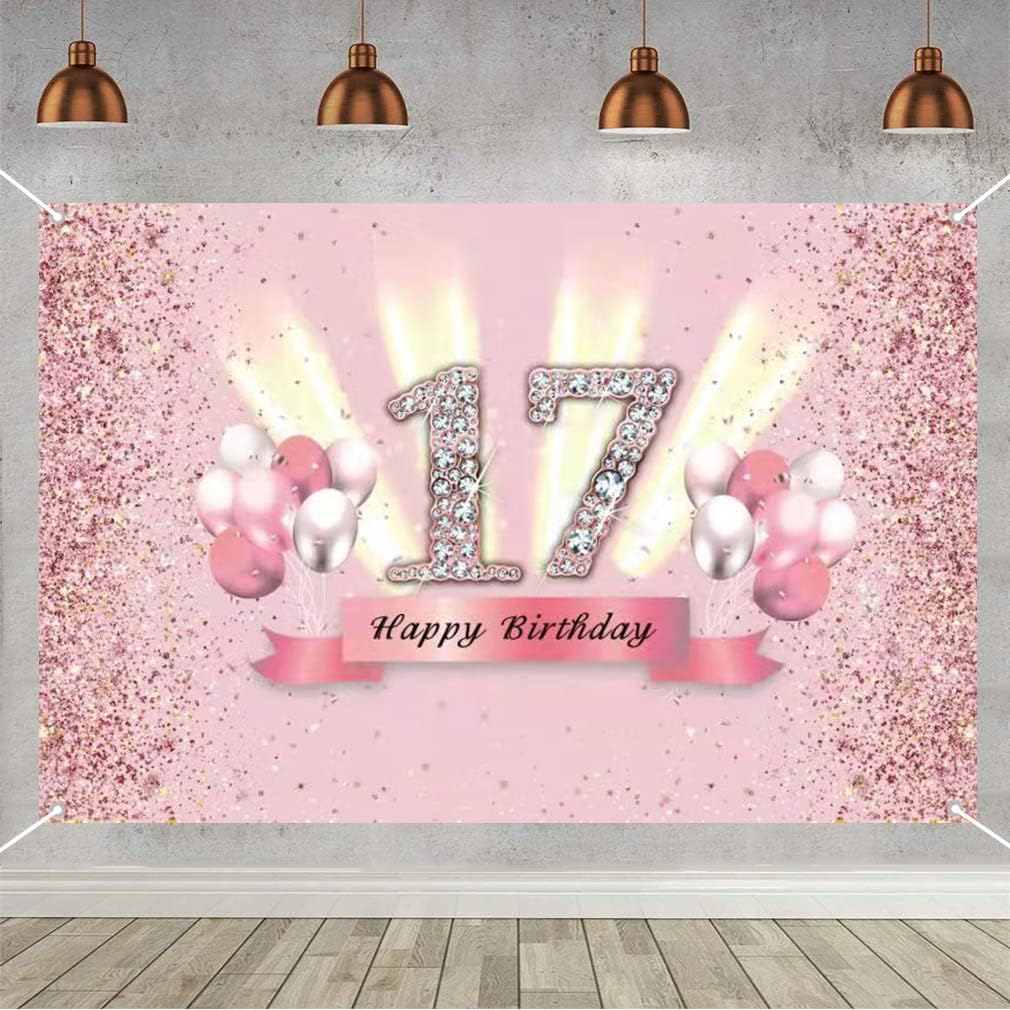 Amazon.com : 17th Birthday Decorations for Girls Happy Birthday ...