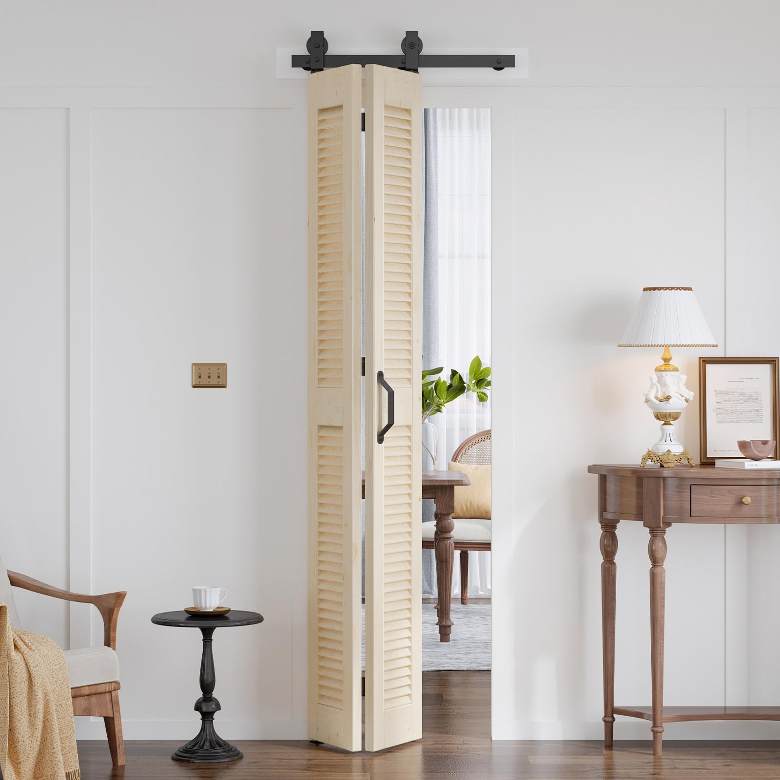 ROYMELO Preassembled Bifold Barn Door 24 x 84 Inch (Double 12 x 84 Inch ...