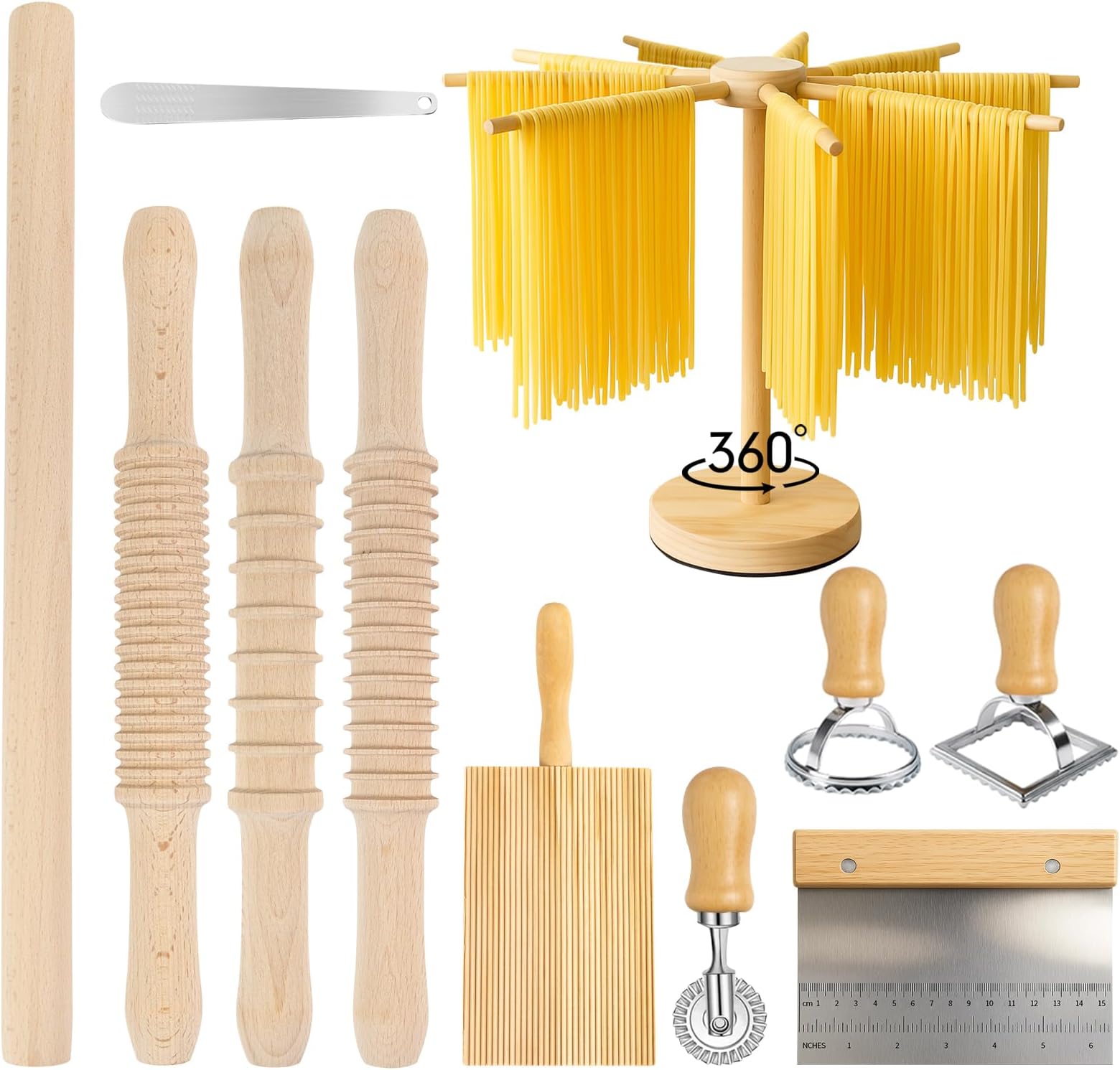 Amazon.com: 3 Size Pasta Making Tools, 11Pcs Wooden Pasta Making Kit ...
