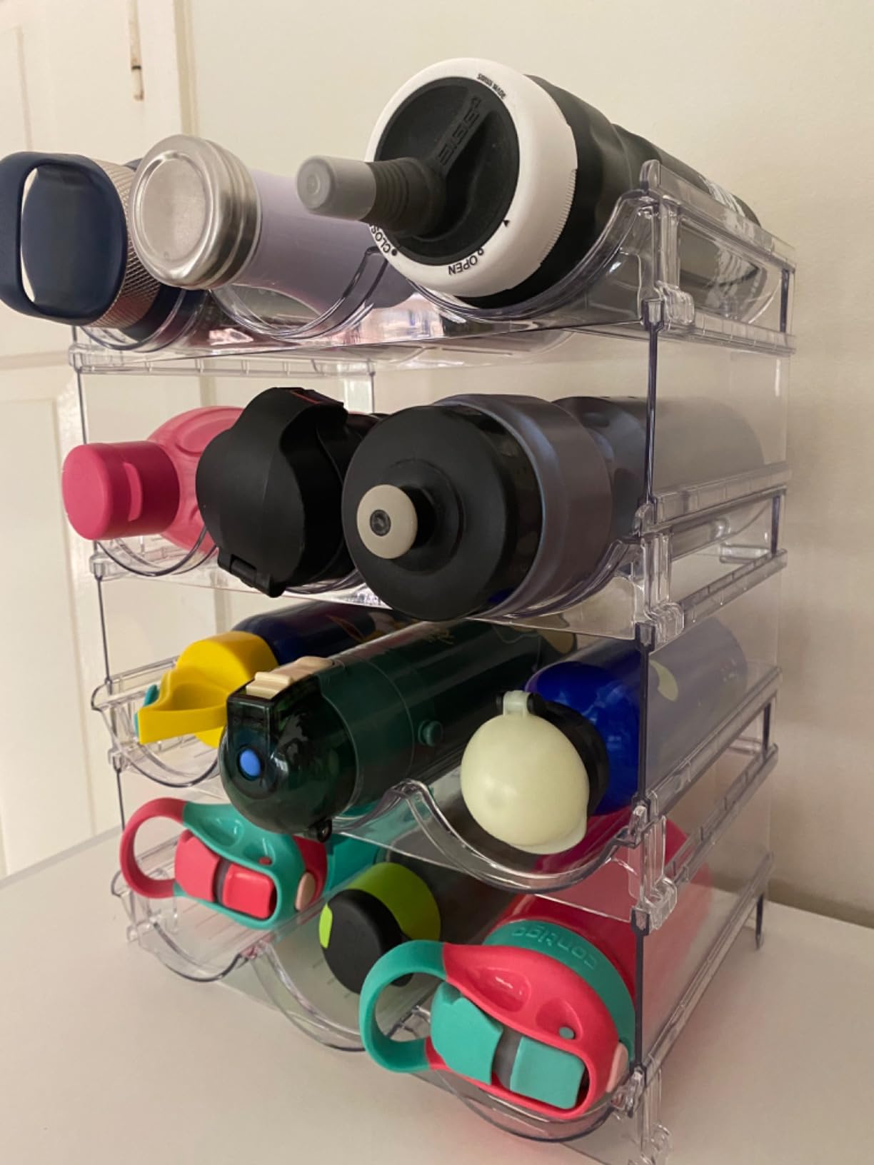 YOZOTI Stackable Water Bottle Organizer, Large Compartment Water Bottle ...