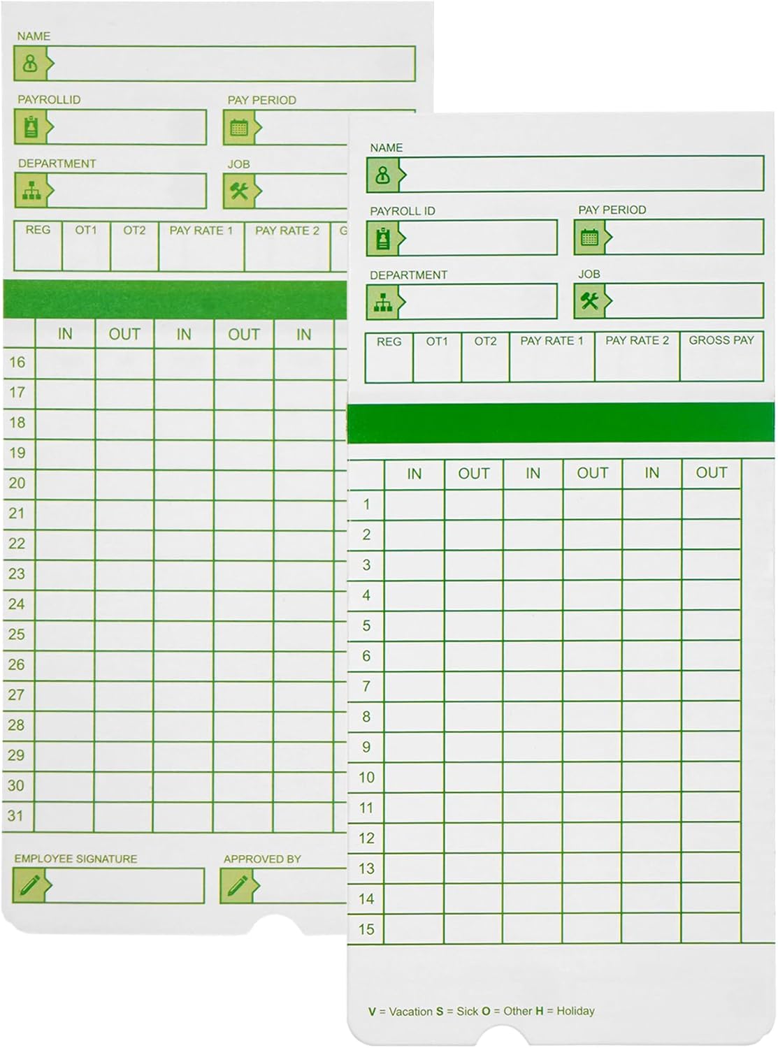 Amazon.com : TLPMSK Time Cards for Employees Monthly,Numbered Days,All ...
