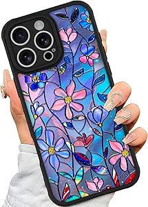 Amazon.com: AIGOMARA Case for iPhone 16 Pro [Compatible with MagSafe] Colorful Blue Flower ...