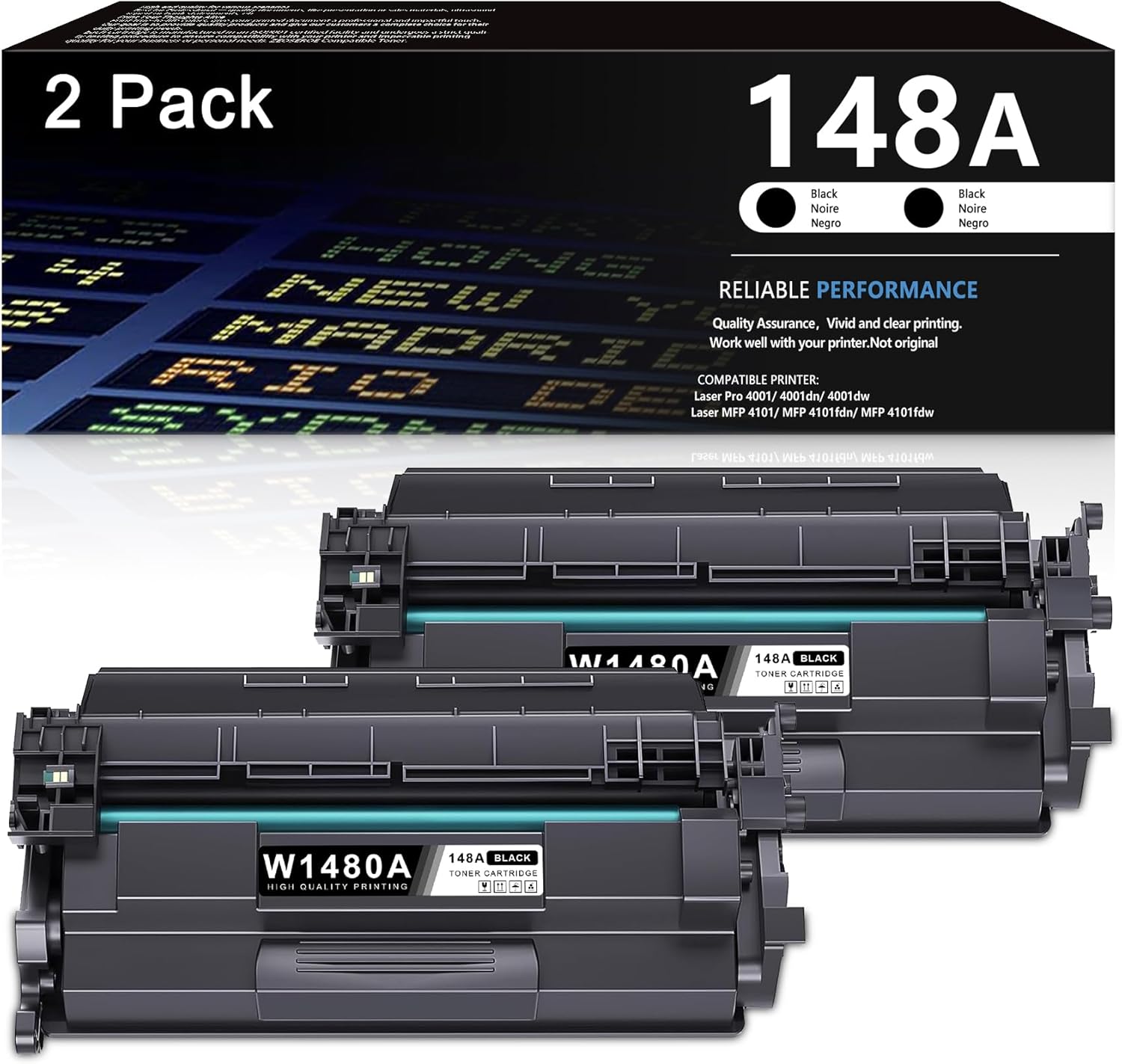 Amazon.com: (with Chip) 148A W1480A Toner- Compatible 2 Pack 148A Toner ...