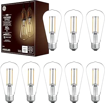 GE Vintage Style LED Light Bulbs, ST19 Edison Style Clear Glass Warm ...