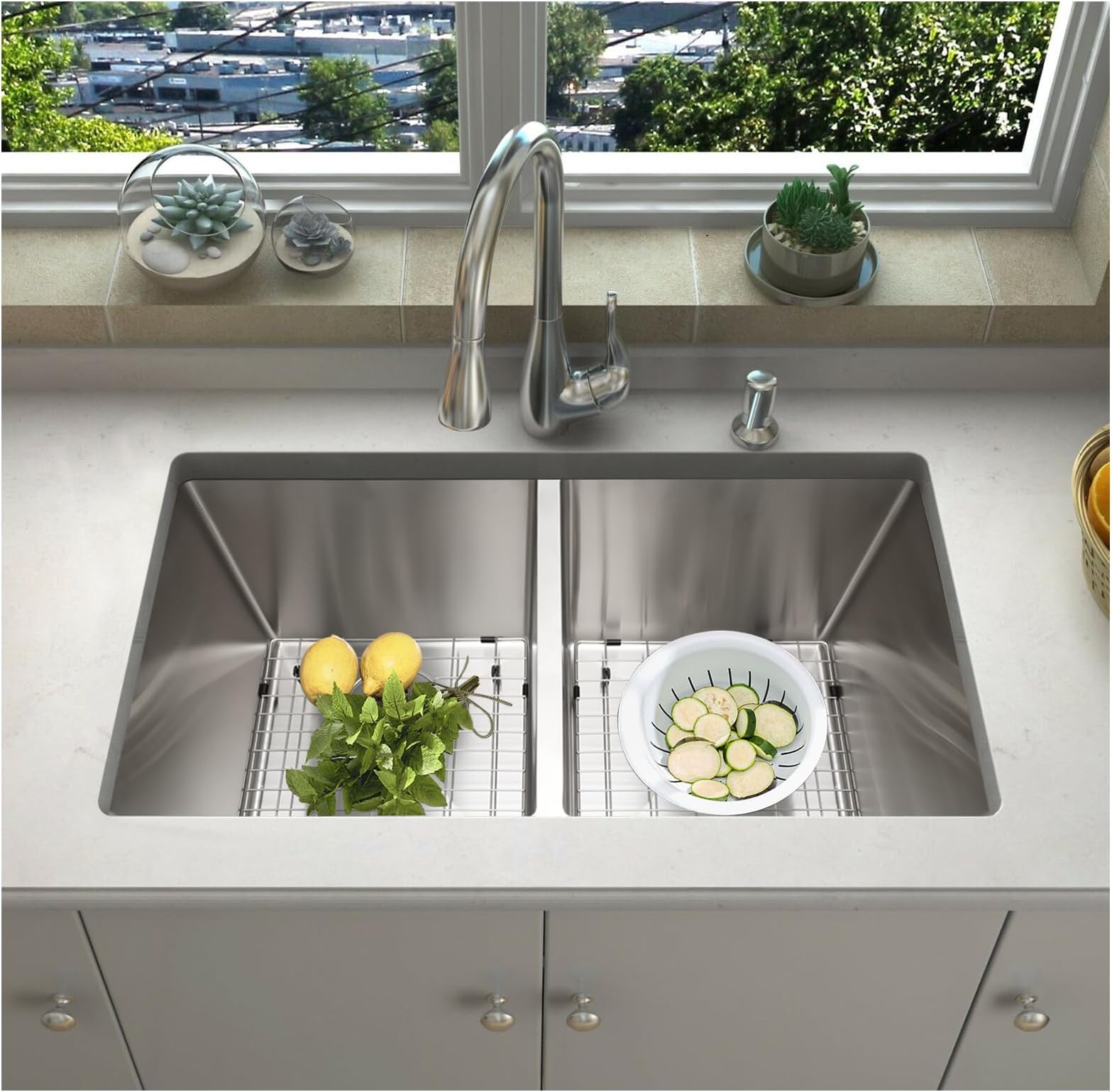 Moen Prep 18-Gauge Stainless Steel Dual Mount 33" x 22" x 9" Double ...