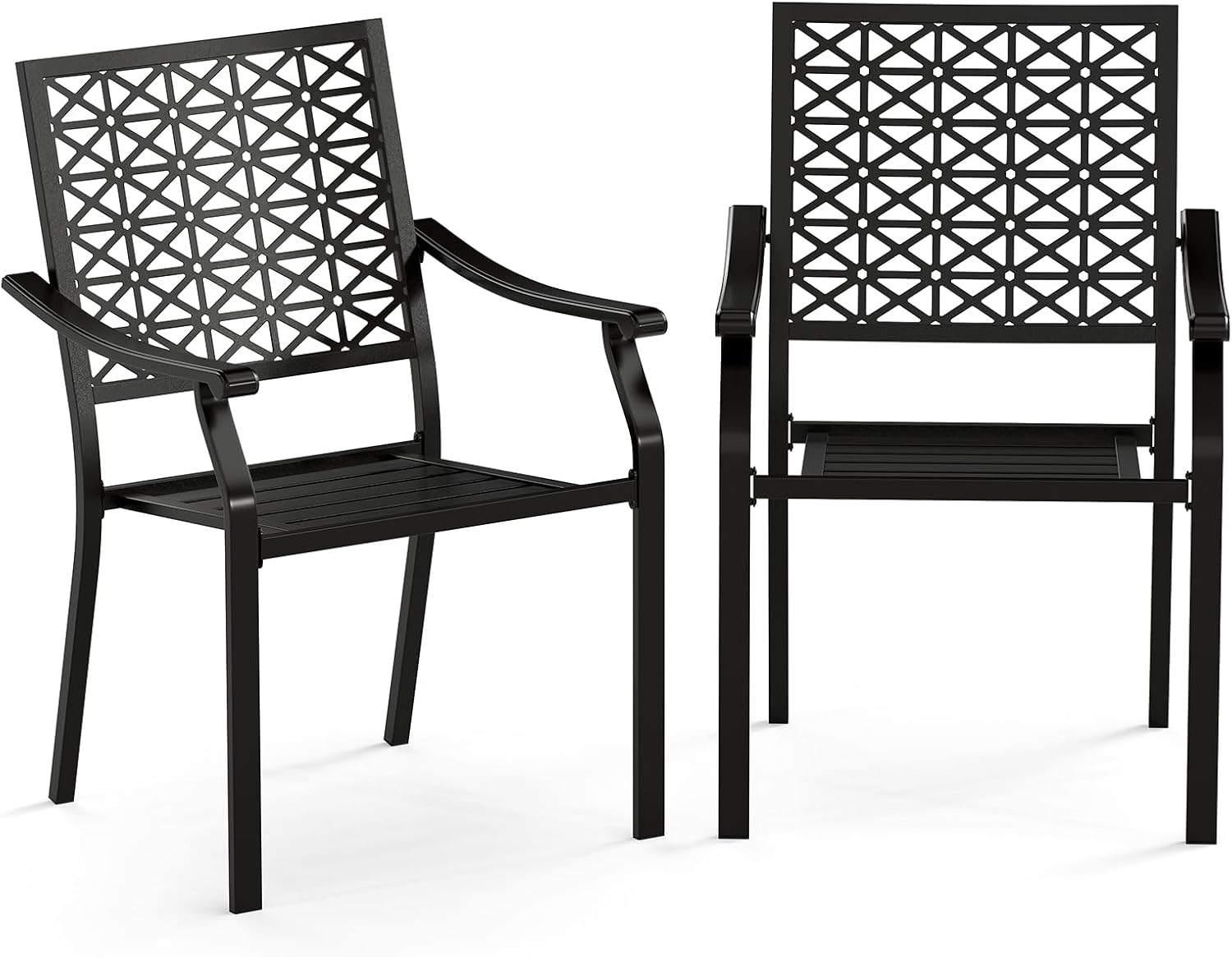 Giantex Set of 2 Stackable Patio Dining Chairs, Outdoor Stackable Metal ...