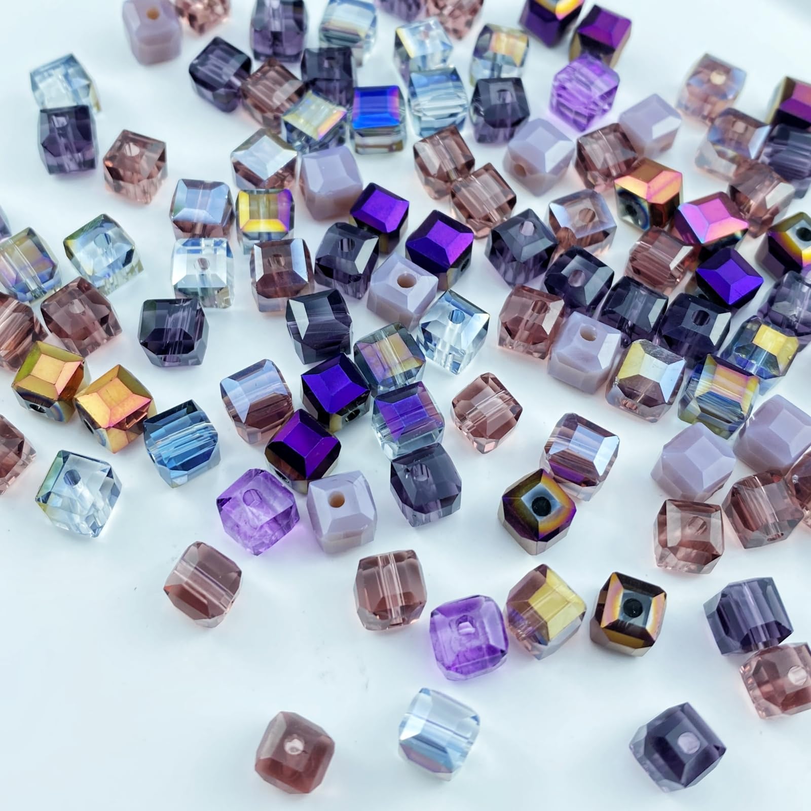 Amazon.com: Honkoolly 100pcs Crystal Glass Cube Beads 6mm Square Glass ...