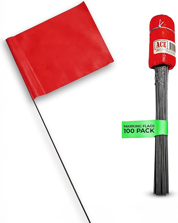 Amazon.com: Red Marking Flags 100 Pack - 4x5x15 Inch Red Flags for Yard ...