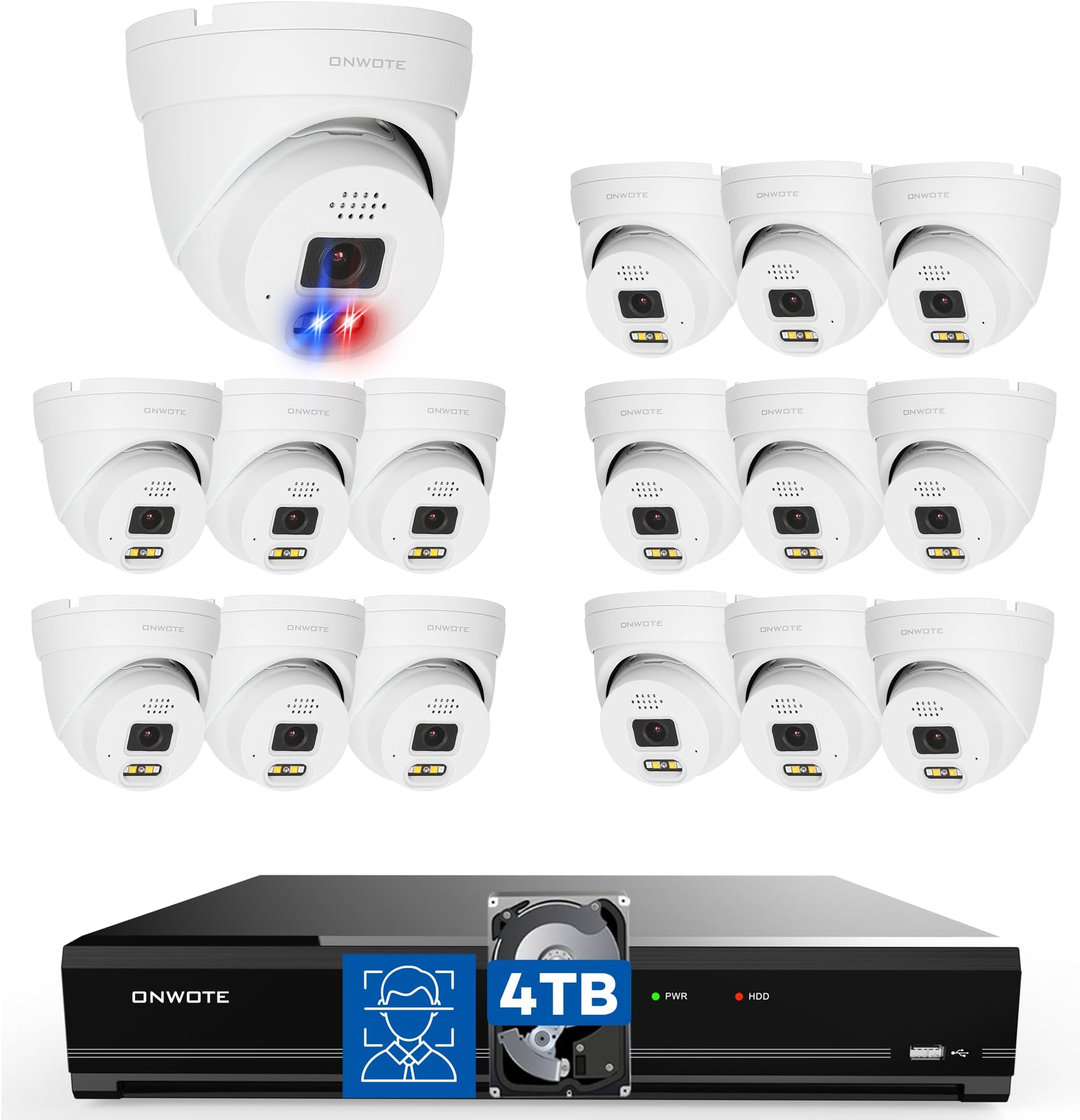 Amazon.com : ONWOTE 4K 16 Channel PoE Security Camera System, Face ...