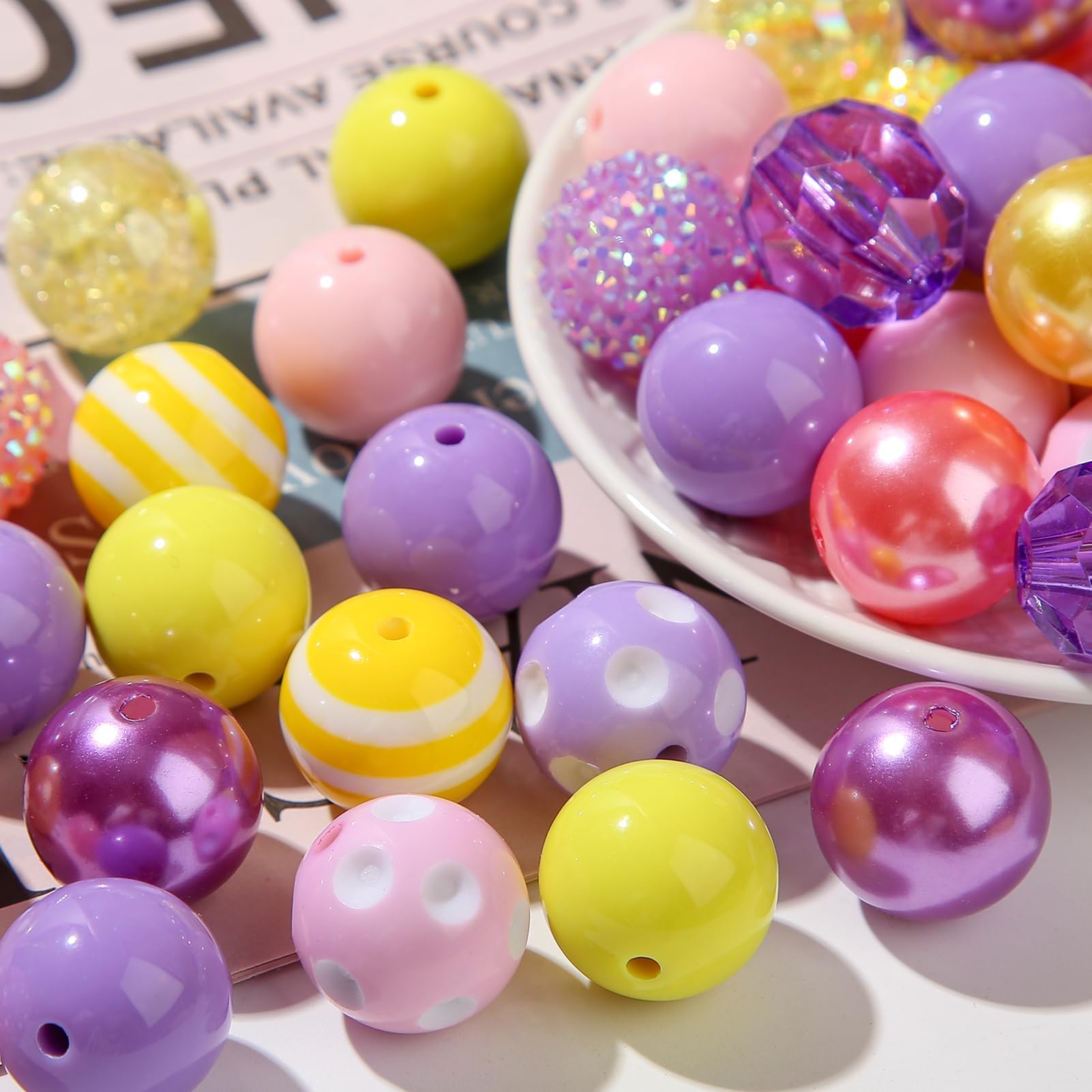 Amazon.com: ANCADN 50pcs Chunky Bubblegum Beads Black Blue Pearl Beads ...