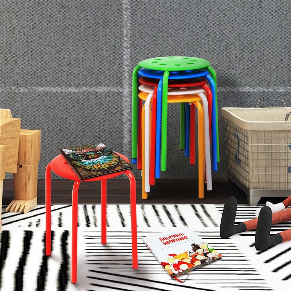 Snapklik.com : 17.3in Plastic Stackable Stools Stack Nesting Stools ...