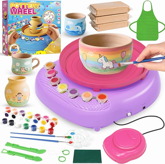 Amazon.com: Pottery Wheel for Kids, Arts & Crafts Pottery Painting Toys ...