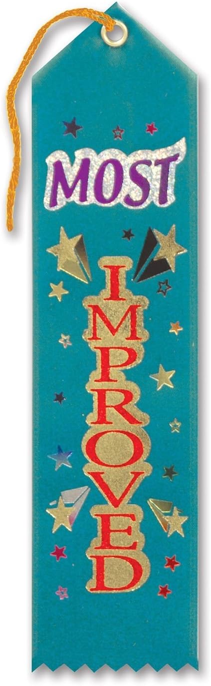 Amazon.com: Beistle Most Improved Award Ribbons, 2 by 8-Inch, 6-Pack ...