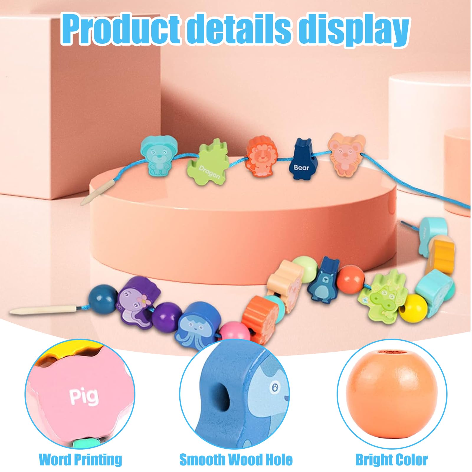 KFSCIP 32 Pcs Threading Toys, Threading Toys For 2 Year Olds, Threading ...