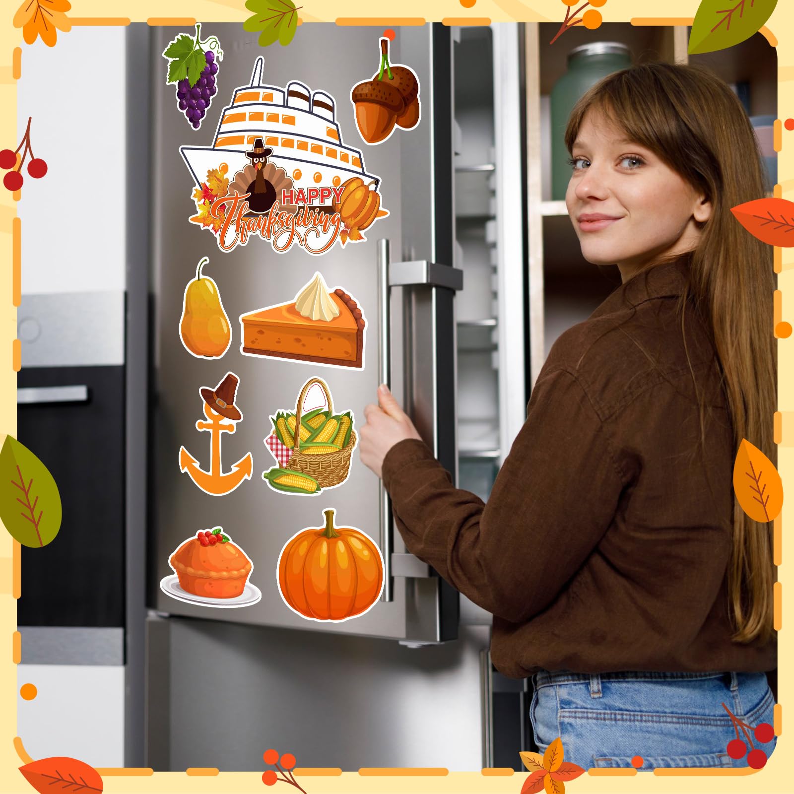 Snapklik.com : 16 Pcs Thanksgiving Cruise Door Magnets Turkey Magnetic ...