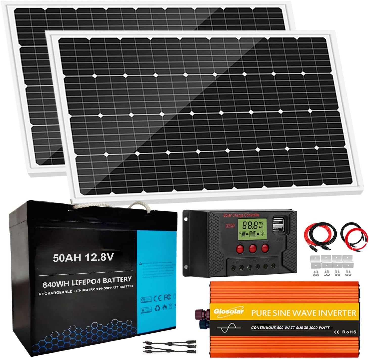Amazon.com : 240W 12V Complete Solar Panel Kit with Battery and ...