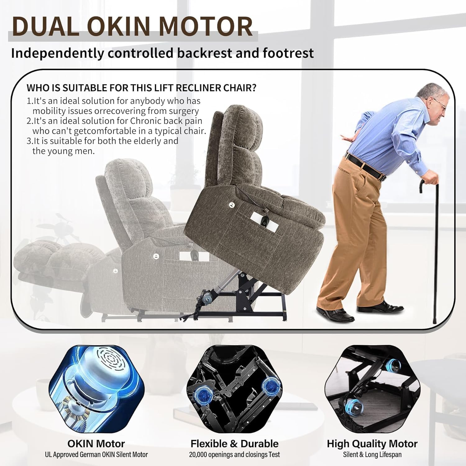(incomplete box1of 2) Electric Power Chair Dual Motor 2 Remote Controls ...