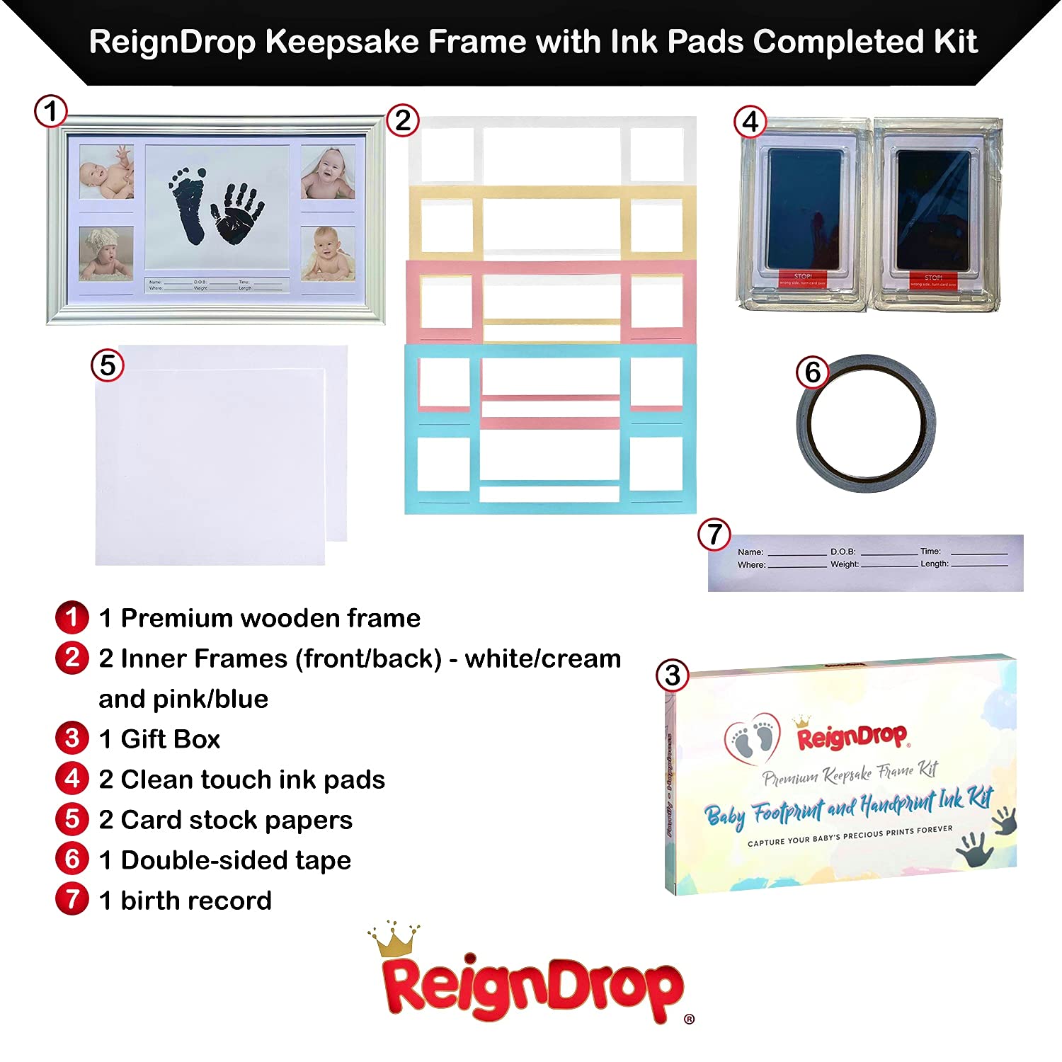 Snapklik.com : ReignDrop Baby Foot Prints Handprints Keepsake Frame