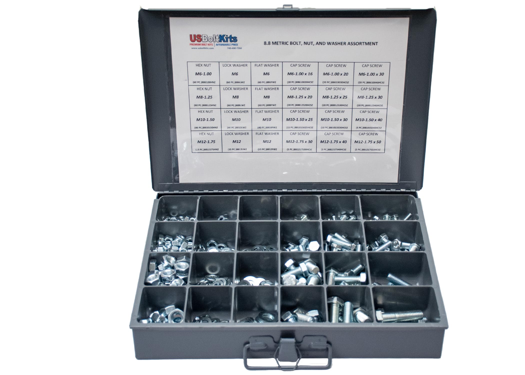 690 Piece Metric 8.8 Coarse Thread Fastener Assortment Kit with bolts ...