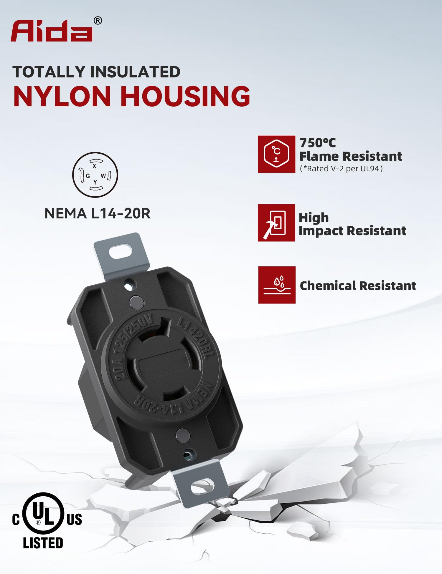 Snapklik.com : NEMA L14-20R Locking Receptacle, 20 Amp, 125/250 Volt, 3 ...