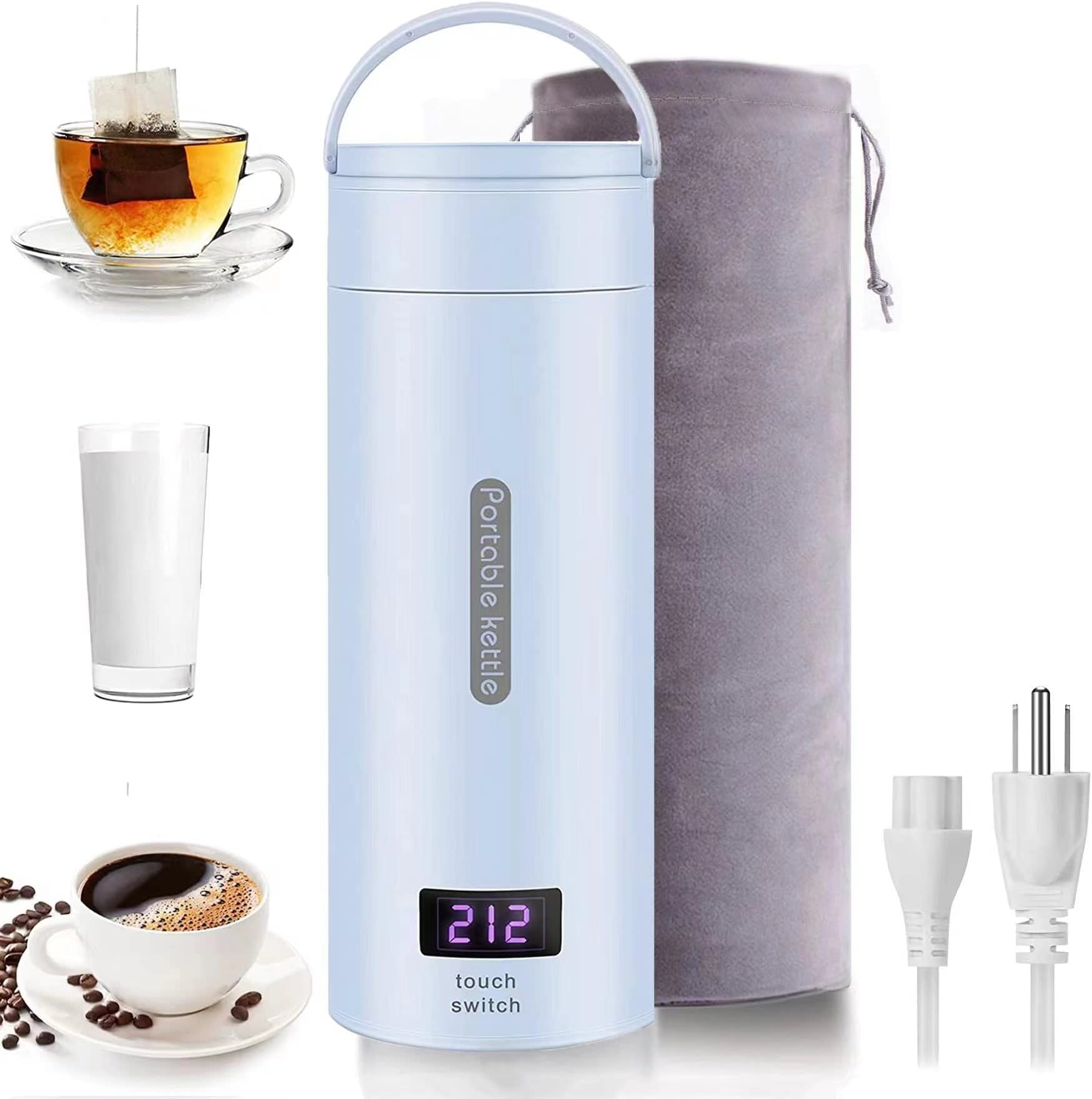 Amazon.com: Akaco Travel Electric Kettle 800ml Portable Tea Kettle 304 Stainless Steel Mini ...