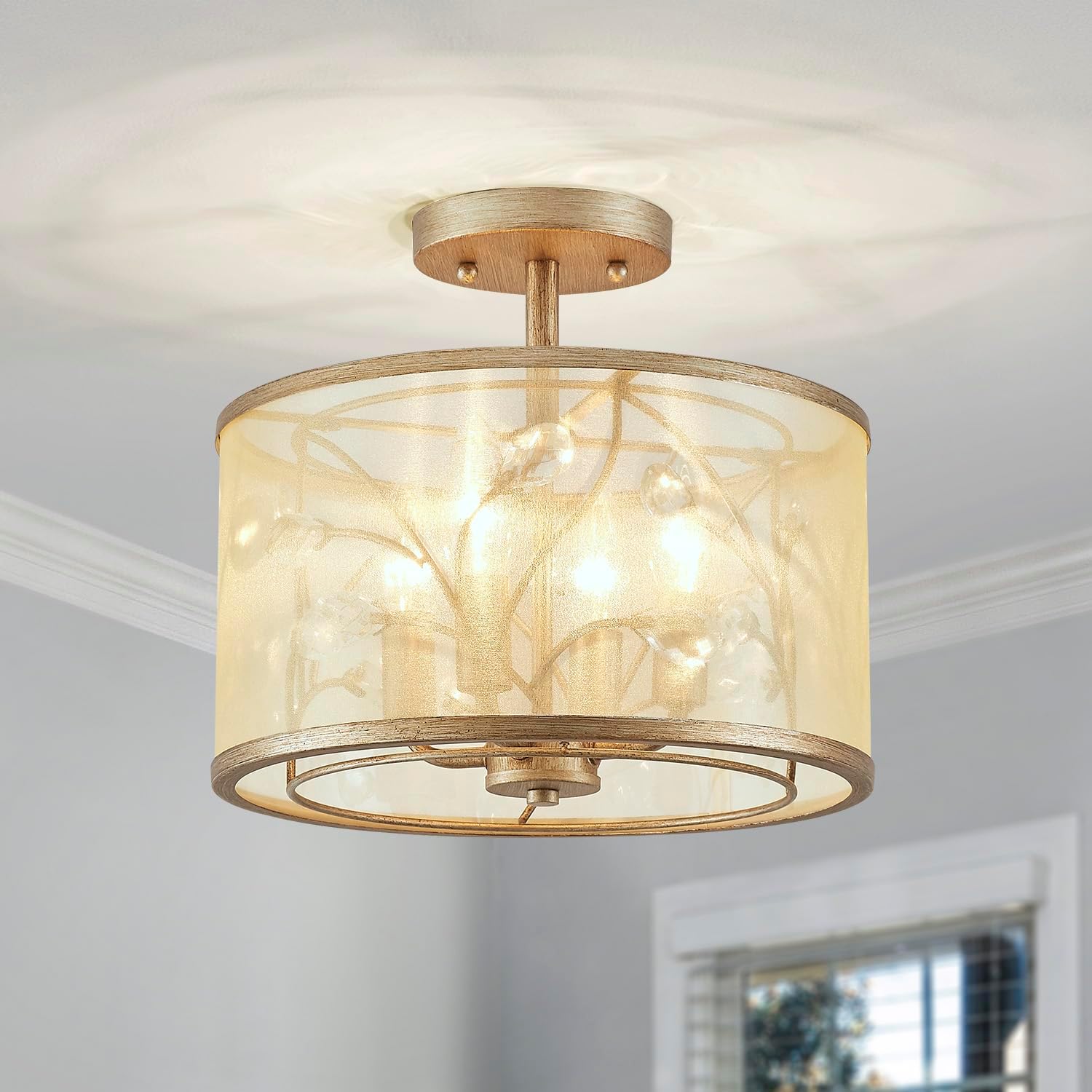 Amazon.com: AGV LIGHTING CL022 K9 Crystal Semi Flush Mount Ceiling ...