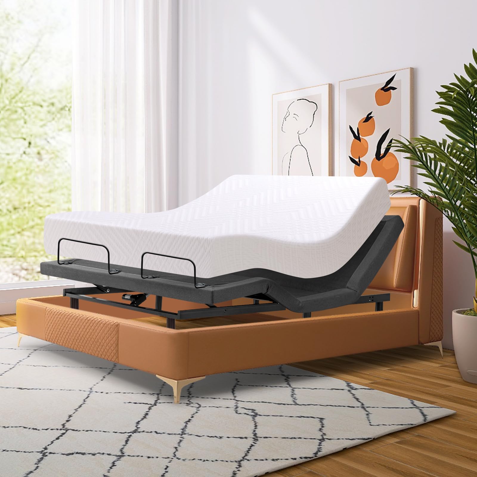 Amazon.com: Vipbear Full Adjustable Bed Base with Mattress, 10 Inch Gel ...