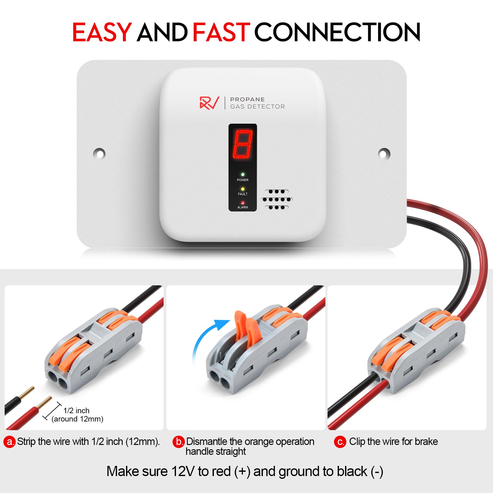 Snapklik.com : TECHAMOR RV Propane Gas Detector, R601 RV Hardwired DC ...