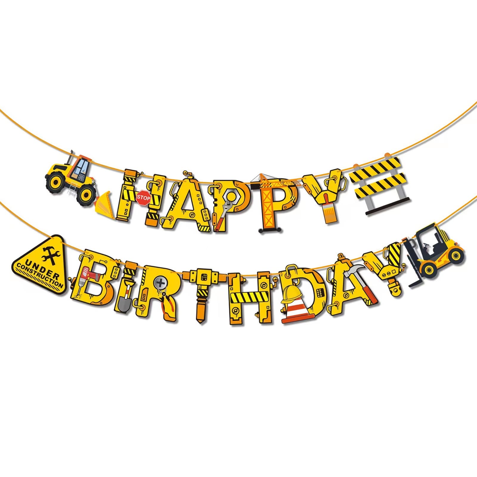Happy Birthday Banner Engineering Construction Vehicle Themed Kids ...