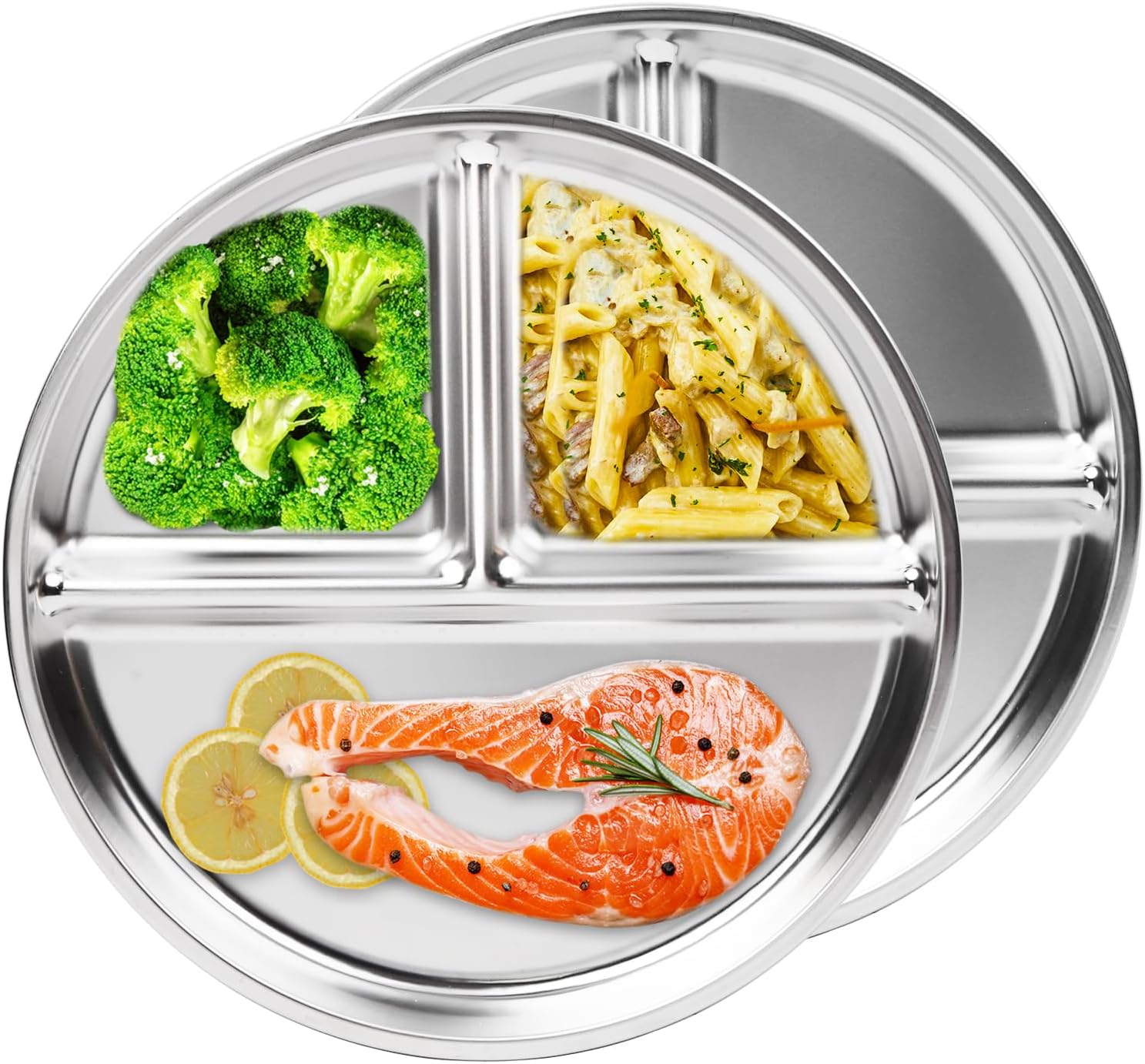 Bakpoco Stainless Steel Portion Control Plates 2-Pack, Divided Plates ...