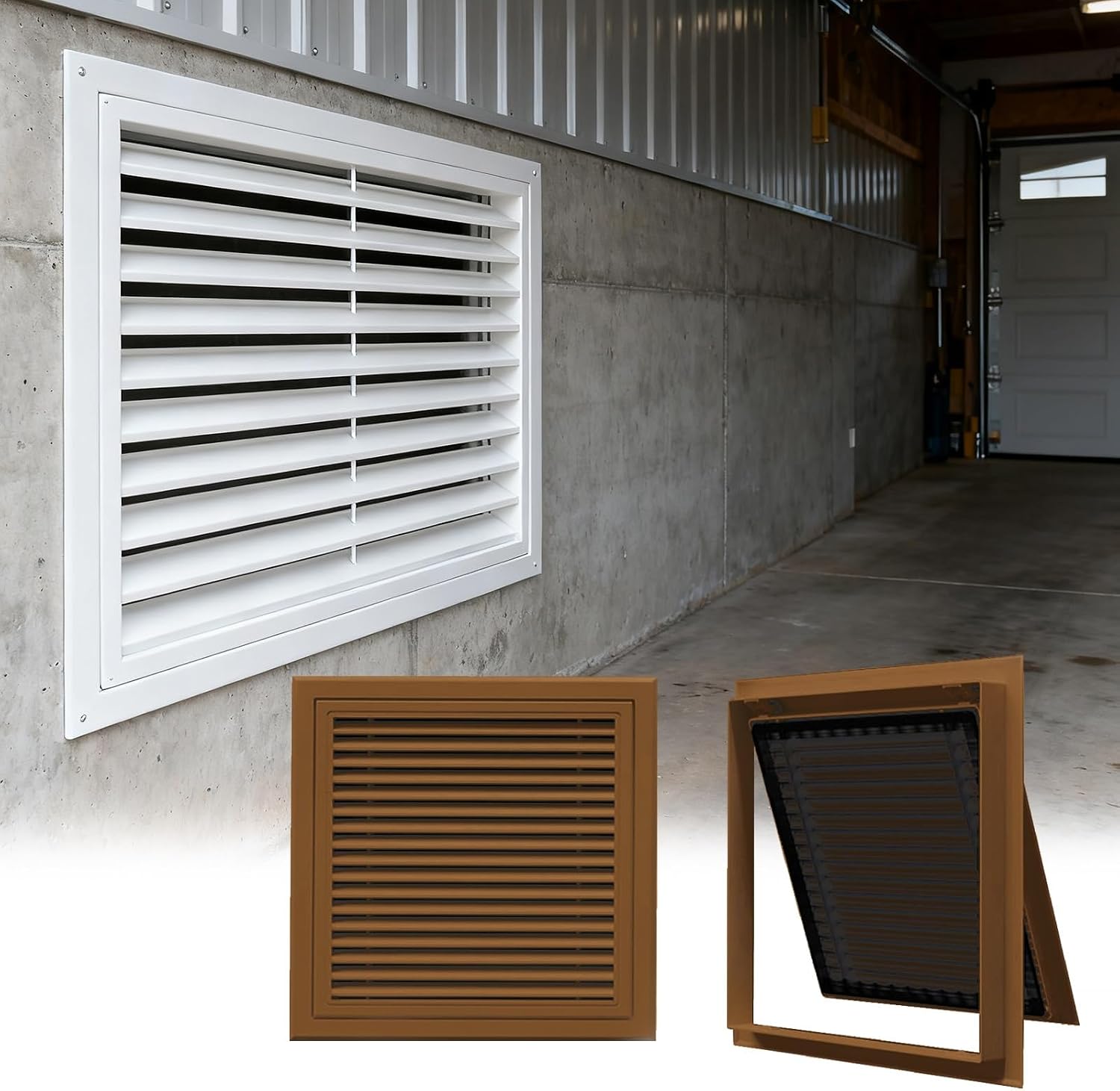 Return Air Vent Cover, Brown Aluminum Removable, 14x24in Hole/Duct ...
