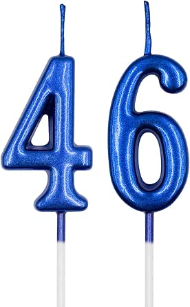 Amazon.com: 46th & 64th Birthday Candles, Blue Number 46 64 Candle for ...