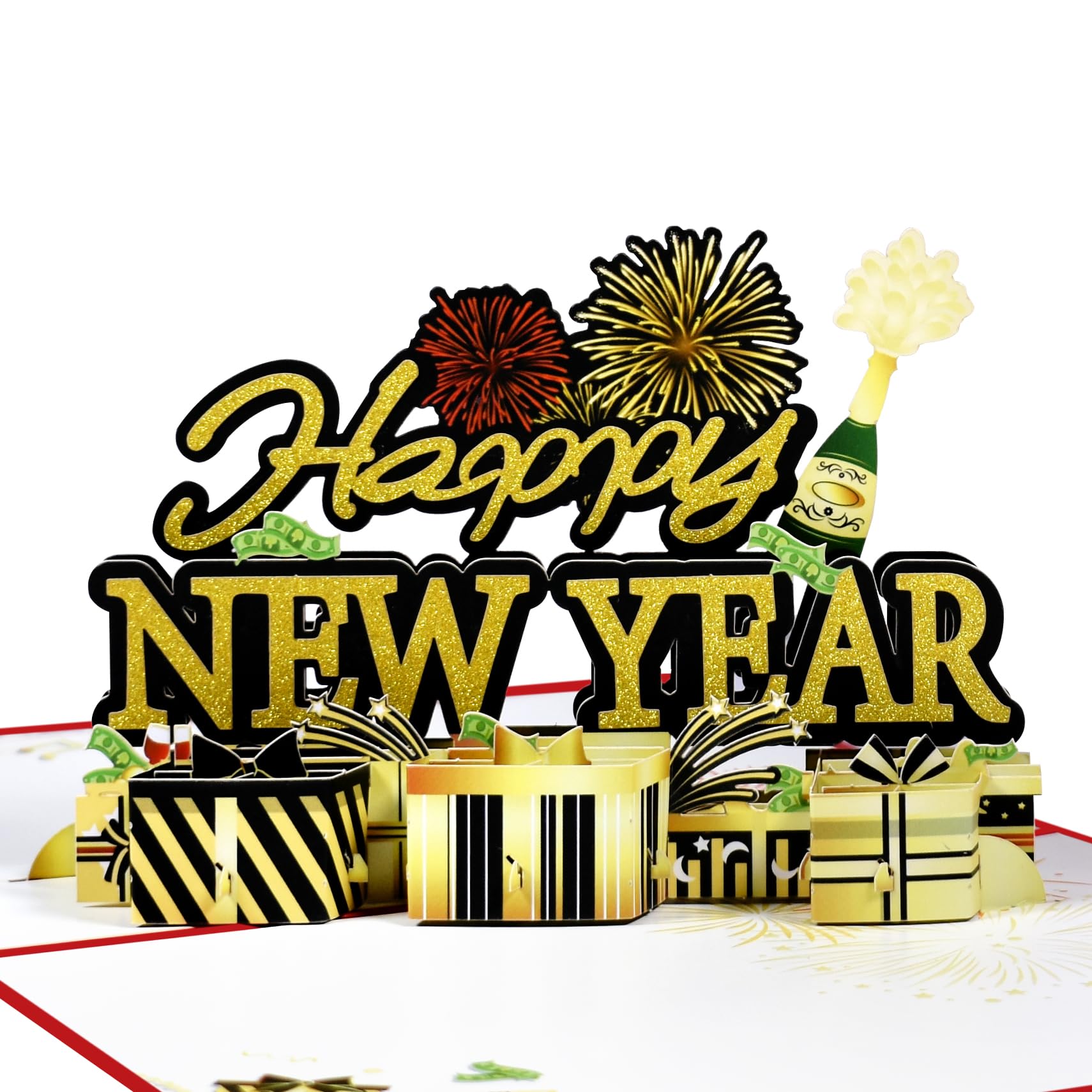 Amazon.com : GREETING ART Happy New Year Cards,Pop Up Christmas Cards ...