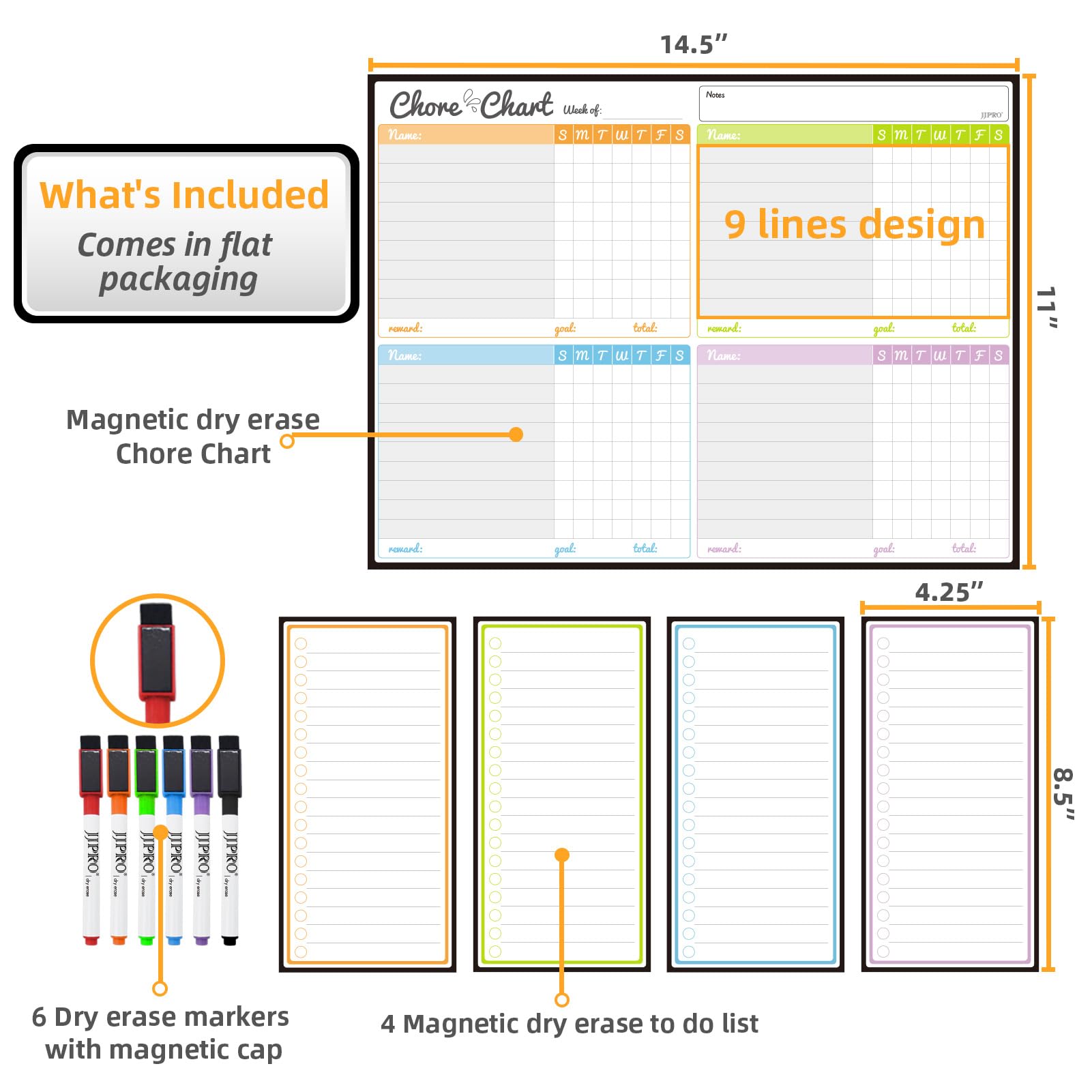 Snapklik.com : JJPRO Magnetic Dry Erase Chore Chart For Fridge-14.5"x11 ...