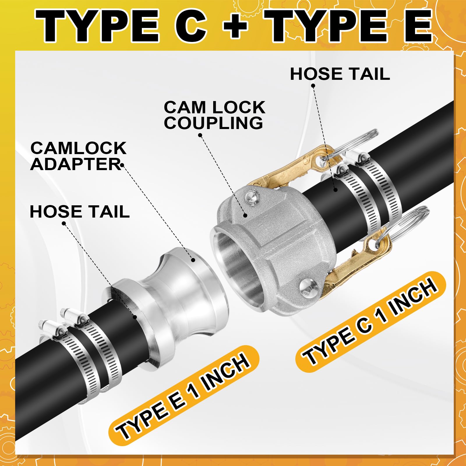 Snapklik.com : Innconee 2 Set Camlock Fittings Type C&E 1 Inch Aluminum ...