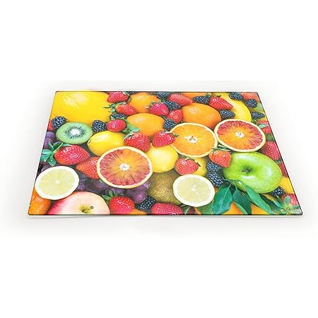 Clear Glass Chopping Board with Mixed Fruit Print - Size 30cm x 20cm ...