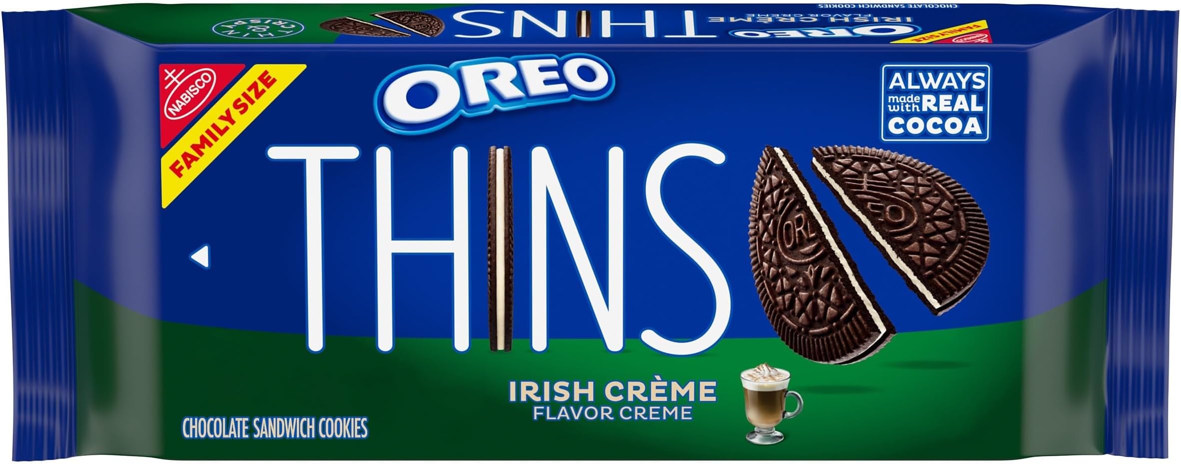Amazon.com: OREO Thins Irish Creme Chocolate Sandwich Cookies, Family ...