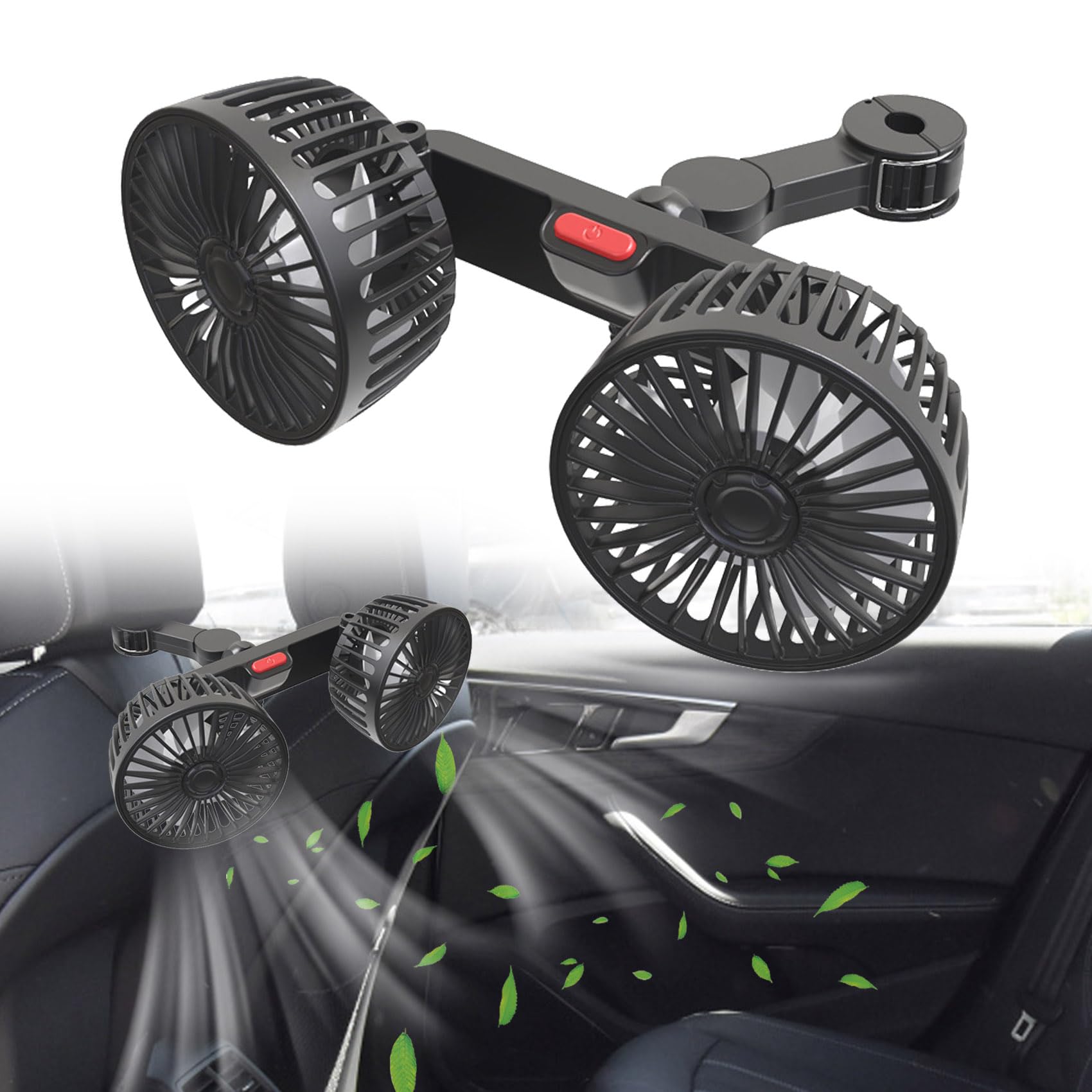 Amazon.com: Car Cooling Air Fan, Car USB Portable Fan, Double Head Car ...