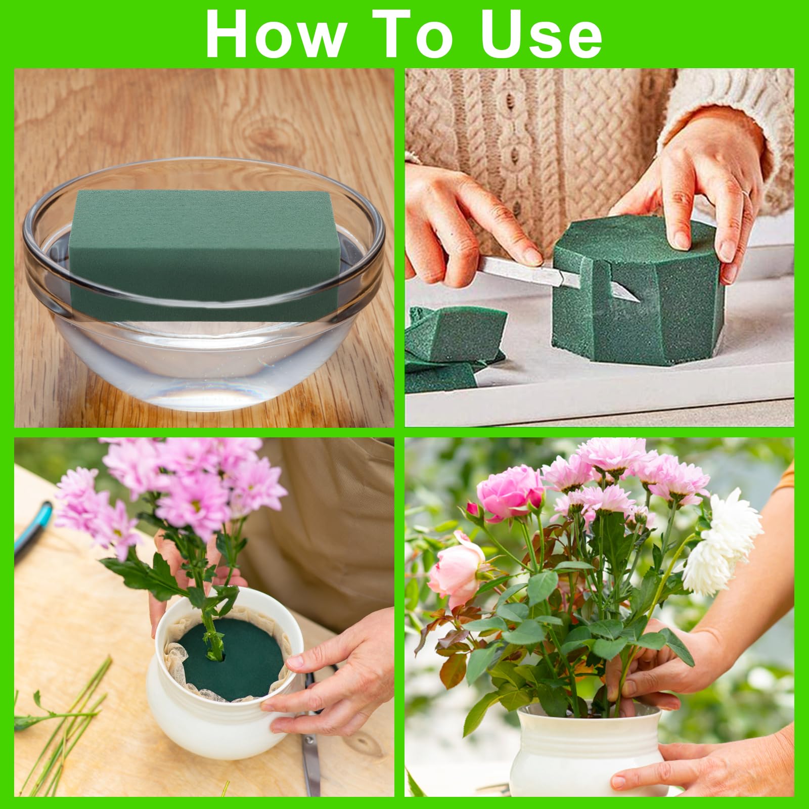 Snapklik.com : 3 Pcs Floral Foam Bricks,Mini Florist Flower Foam Green ...